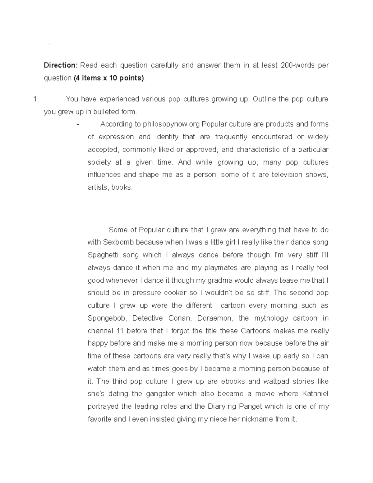 02 Pop Culture Worksheet: Growing Up with Influences and Icons - Studocu