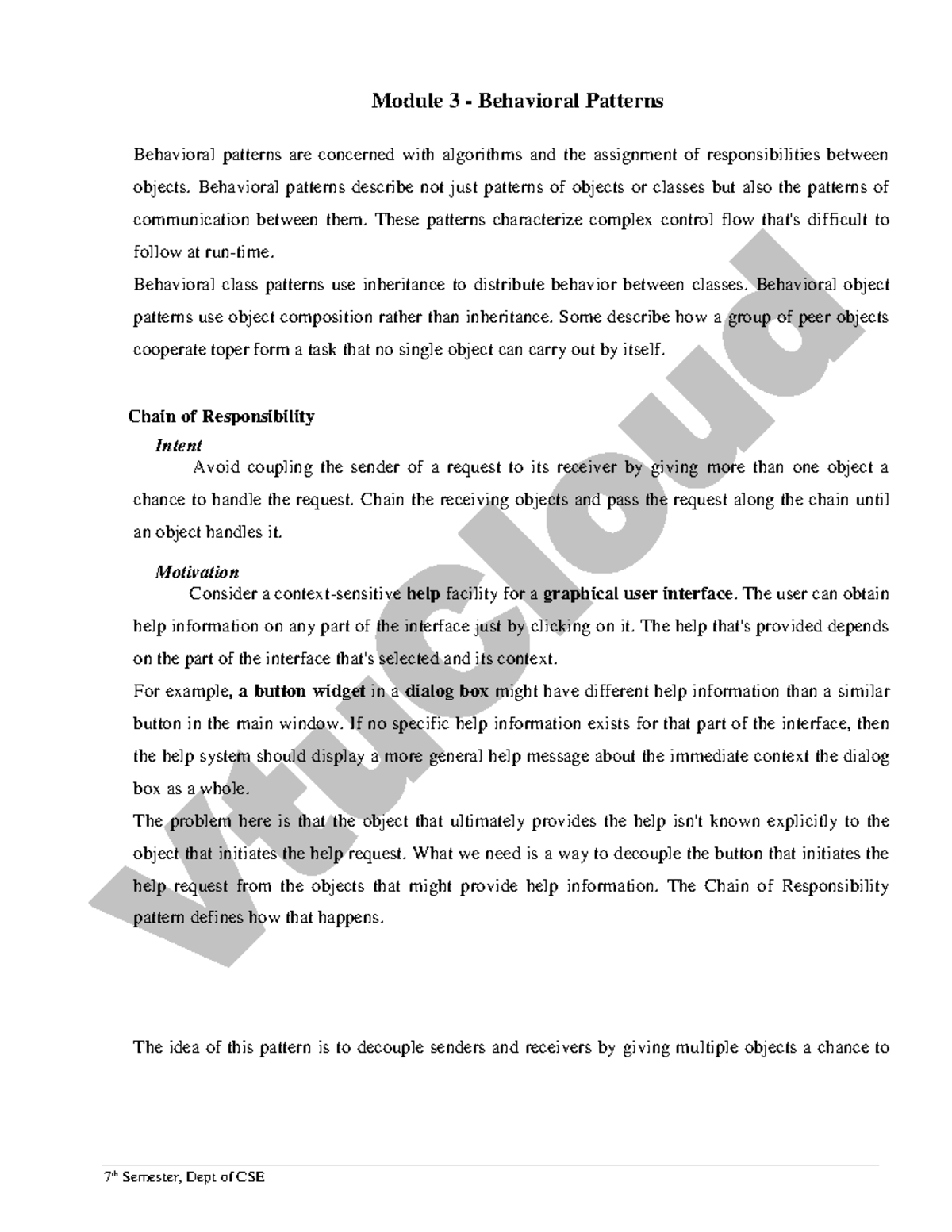 (18CS731) Software Architecture & Design Patterns: Module 3 Behavioral ...