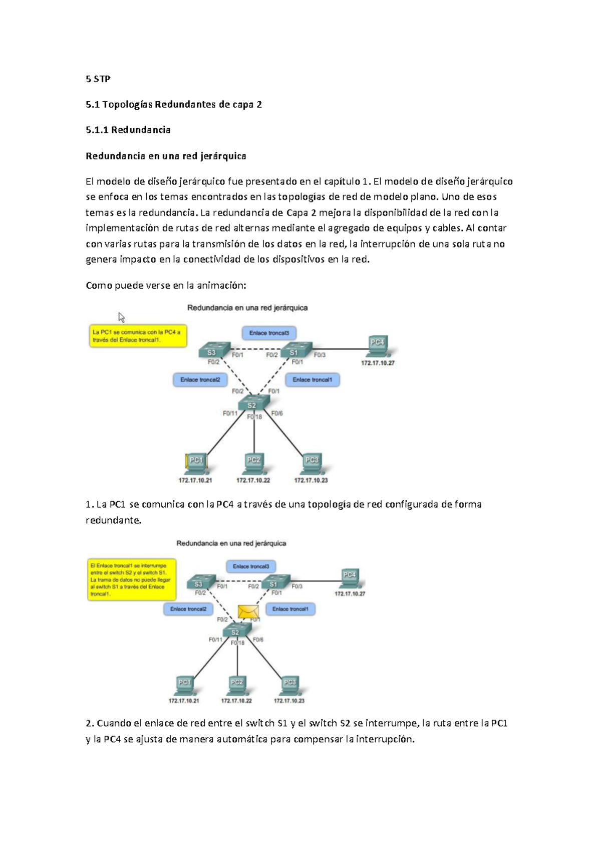 Topologías Redundantes y sus Inconvenientes en CCNA Exploration 4 - Studocu