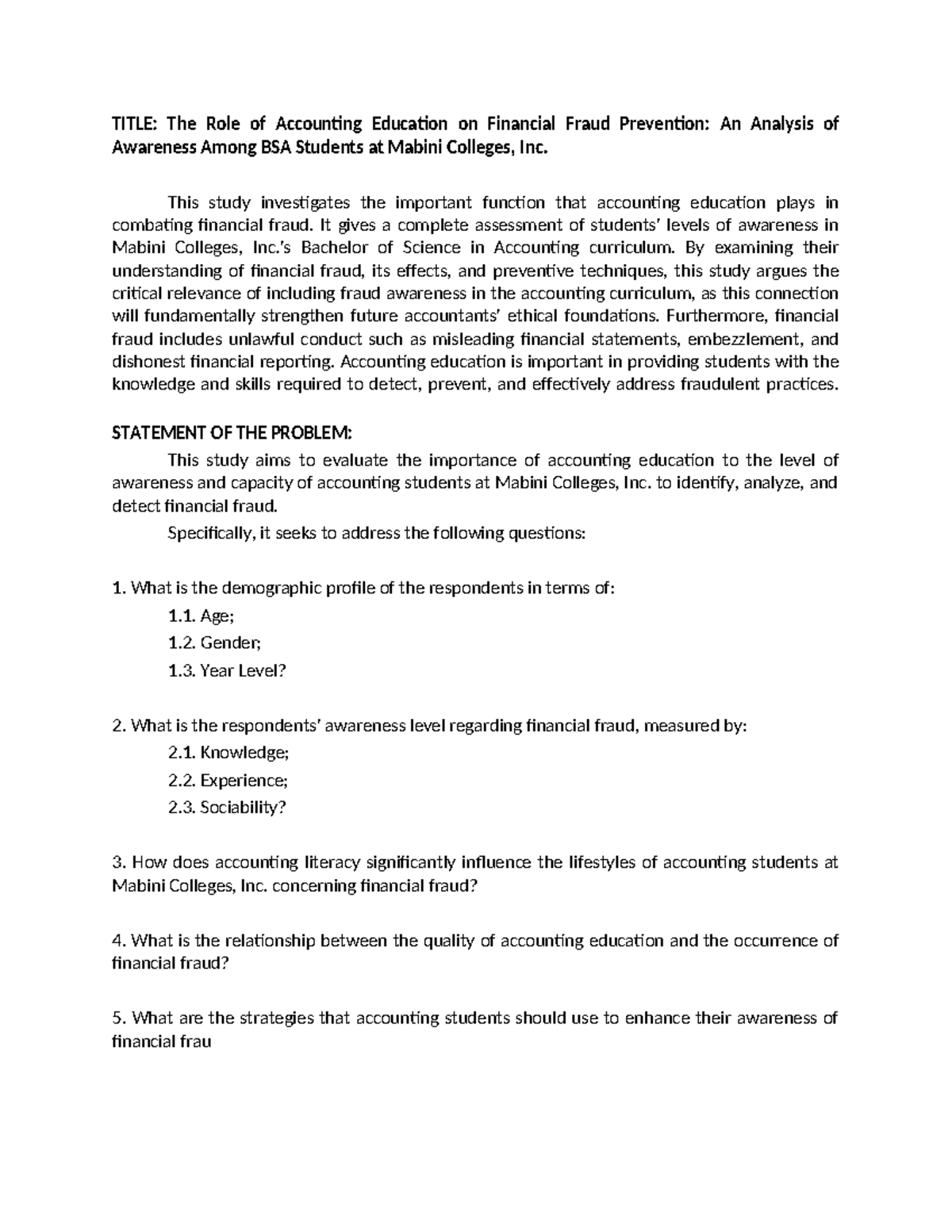 The Role of Accounting Education in Financial Fraud Awareness: A Study ...