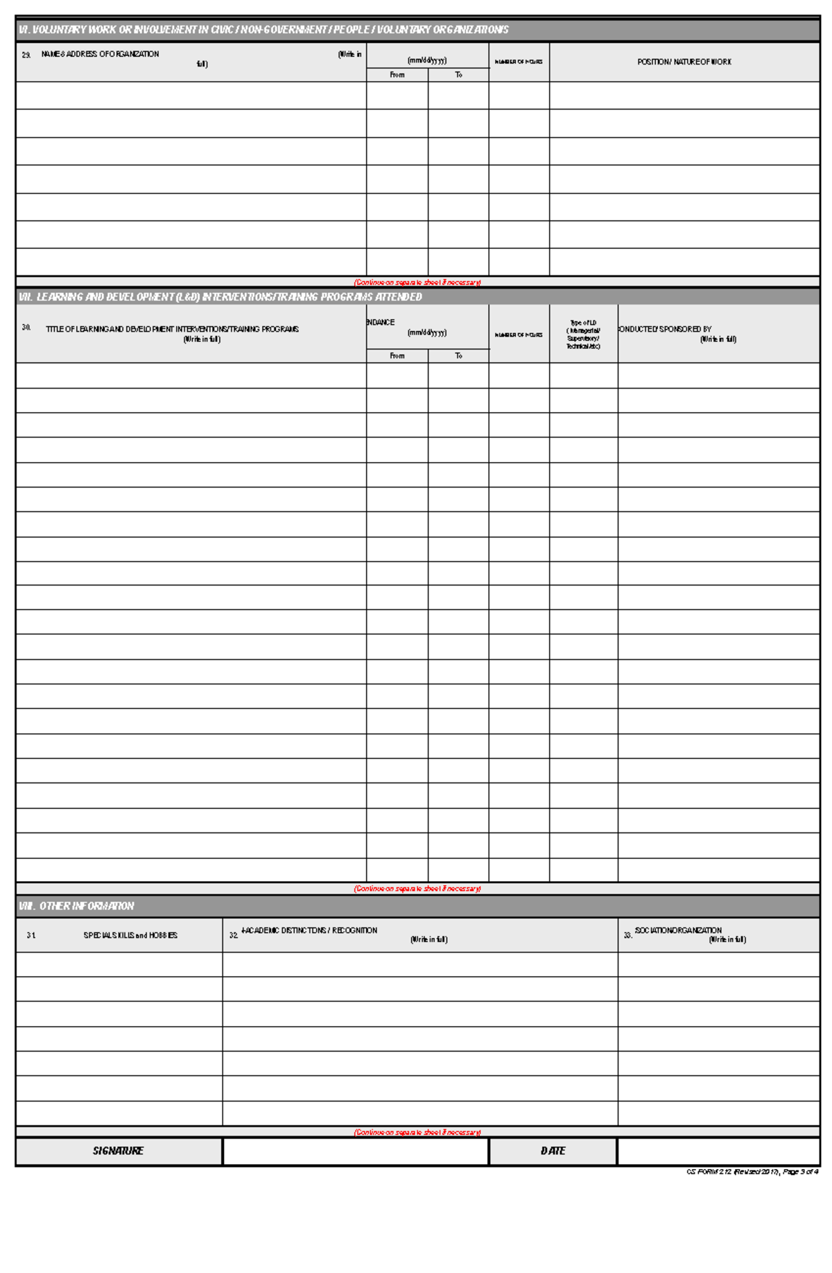 CS Form No. 212 Personal Data Sheet revised.xlsx - C3 - VI. VOLUNTARY ...