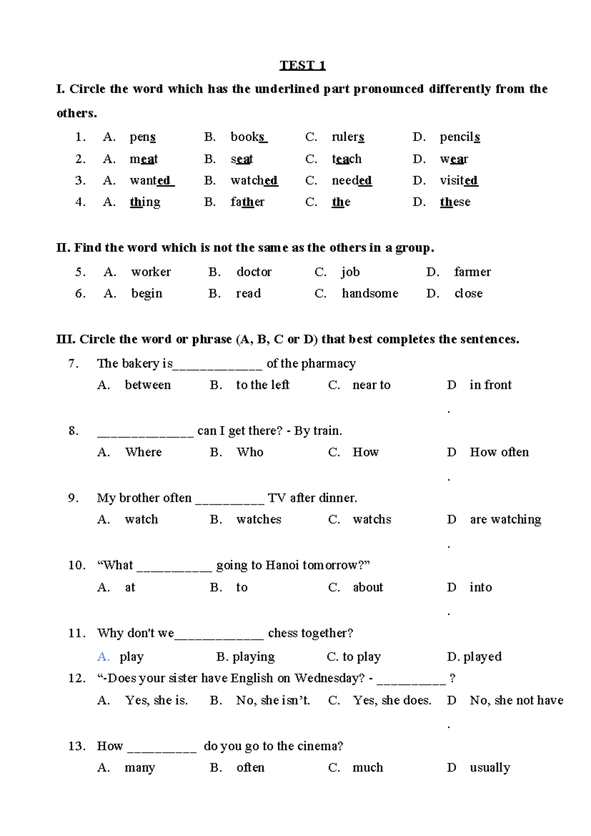 Test 1-15 Review for Grade 5 Level 6 - Studocu