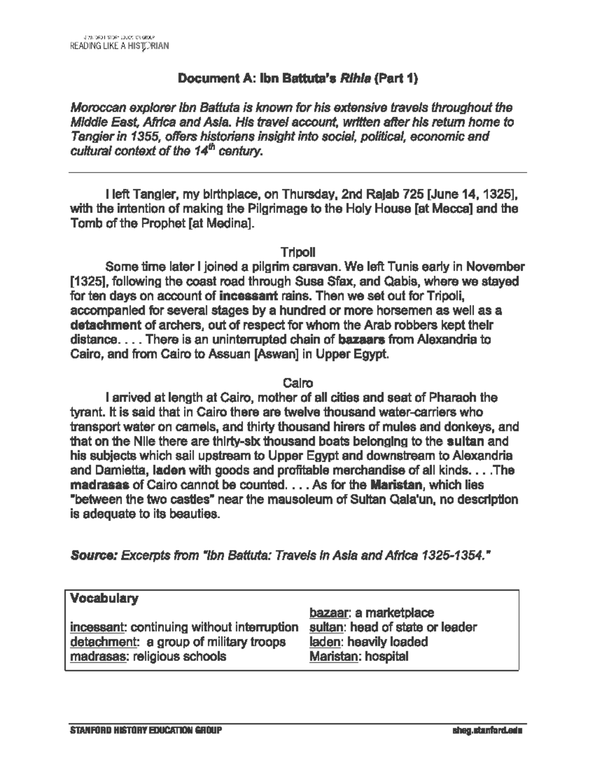 Ibn Battuta's Travels: A DBQ Activity on 14th Century Muslim World ...