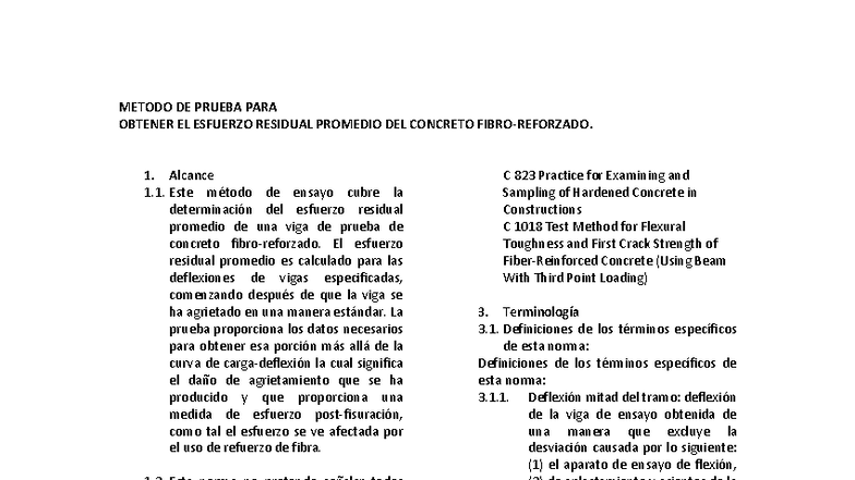 ASTM C1399 - Método de Prueba para Esfuerzo Residual en Concreto - Studocu