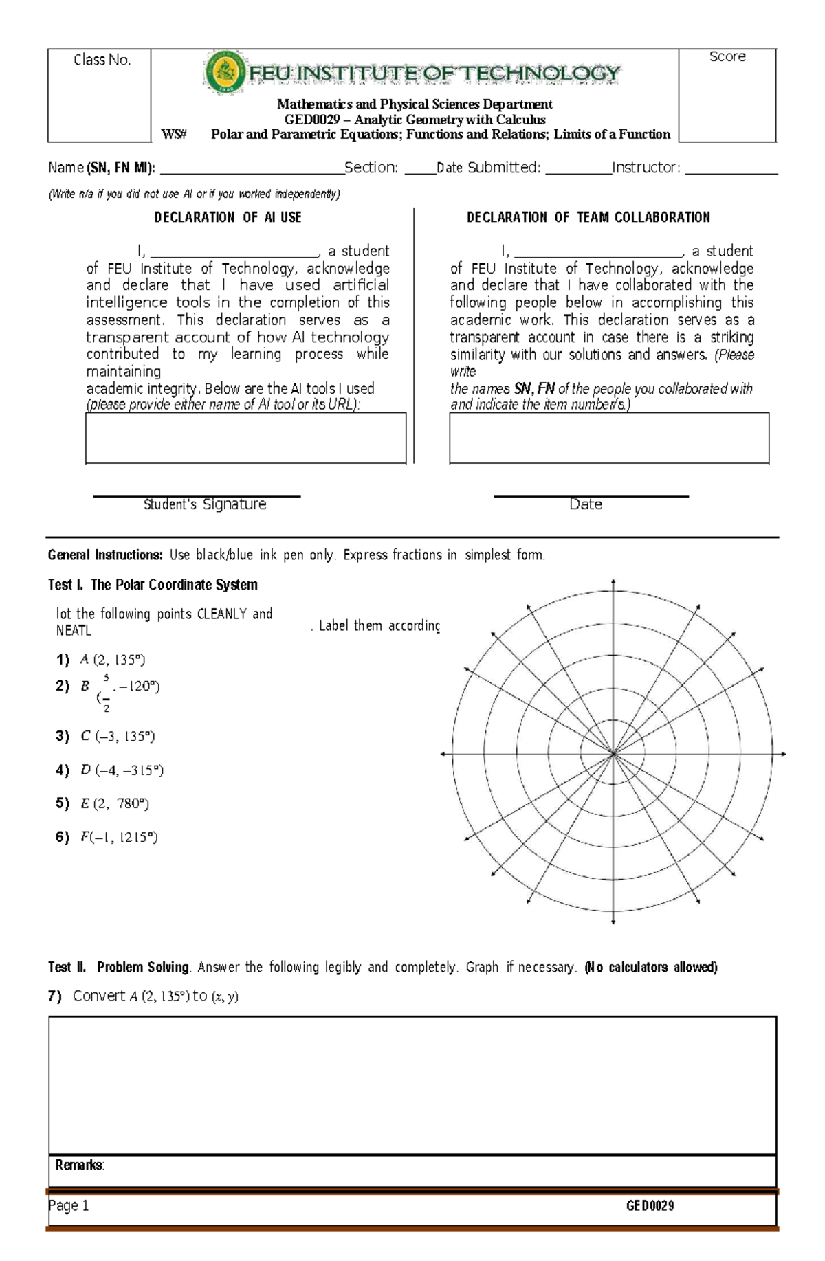 GED0029 Final Exam: Analytic Geometry with Calculus Concepts - Studocu