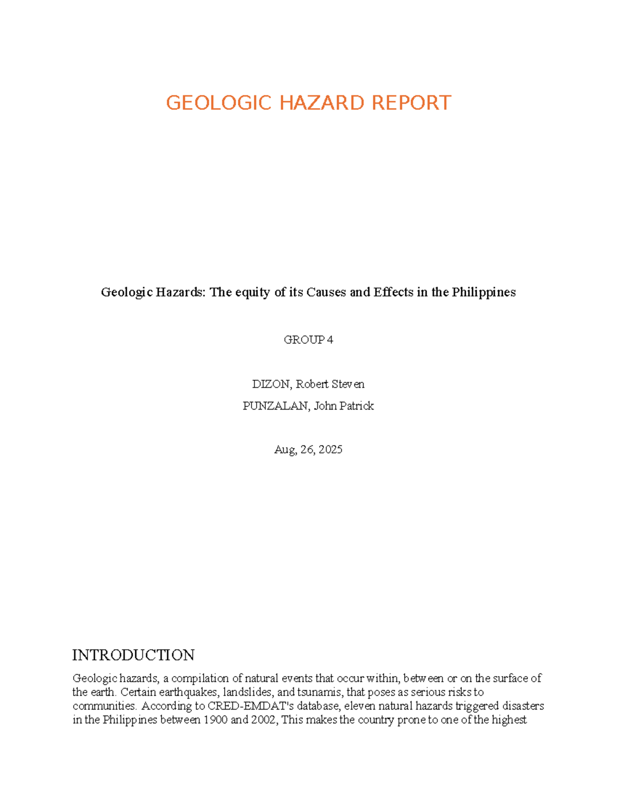GEO 101: Geologic Hazard Report - Causes & Effects in the Philippines ...