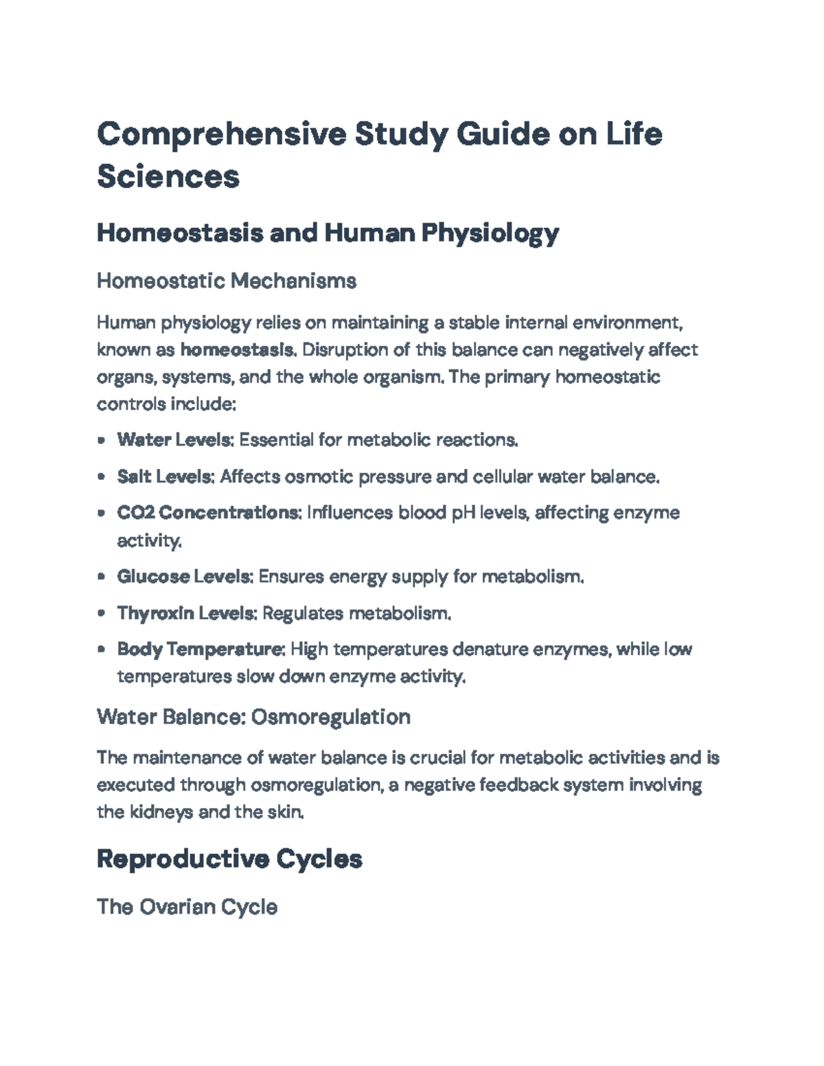 Comprehensive Life Sciences Study Guide for Final Exam Prep - Studocu