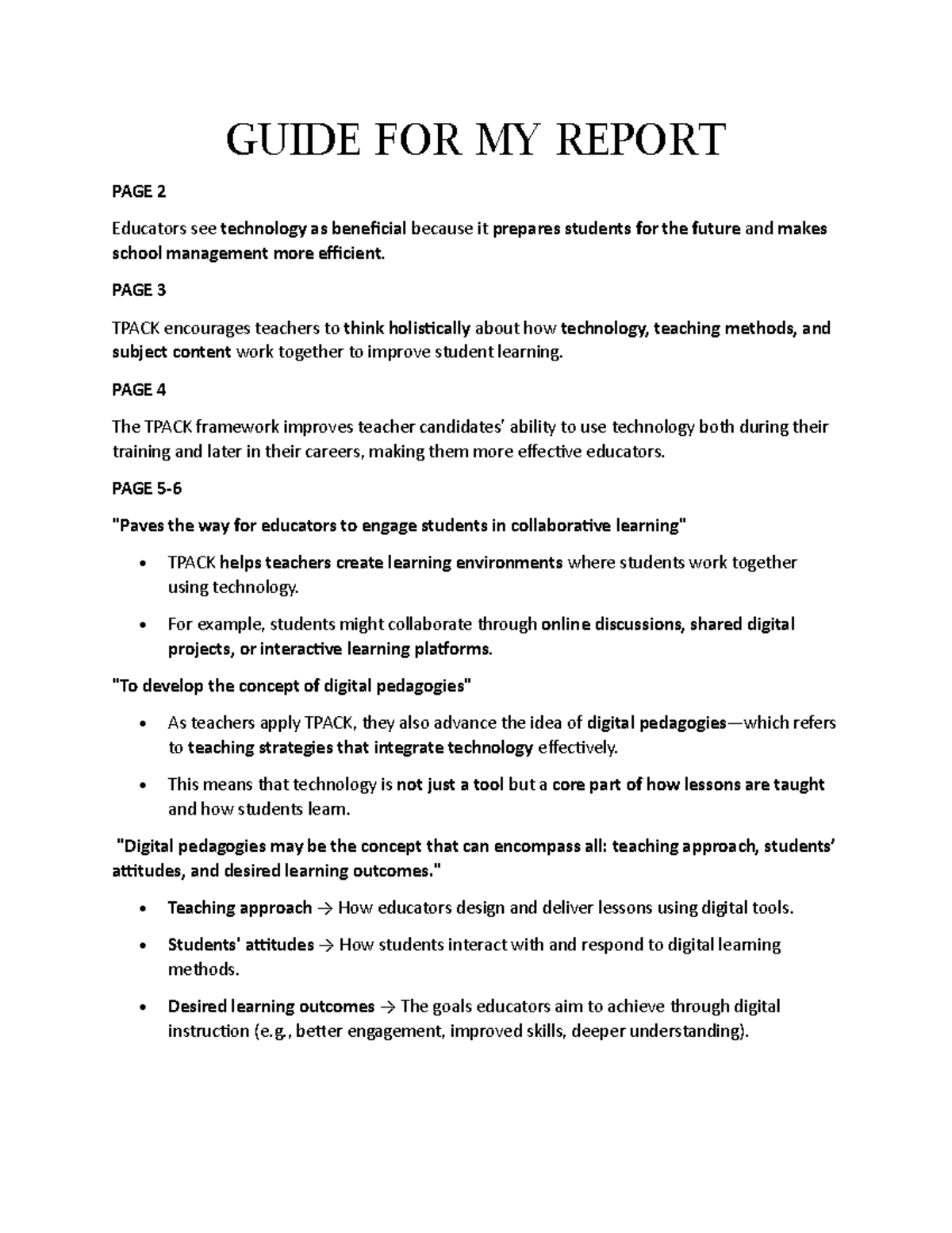 Guide FOR MY Report - THANK YOU - GUIDE FOR MY REPORT PAGE 2 Educators ...