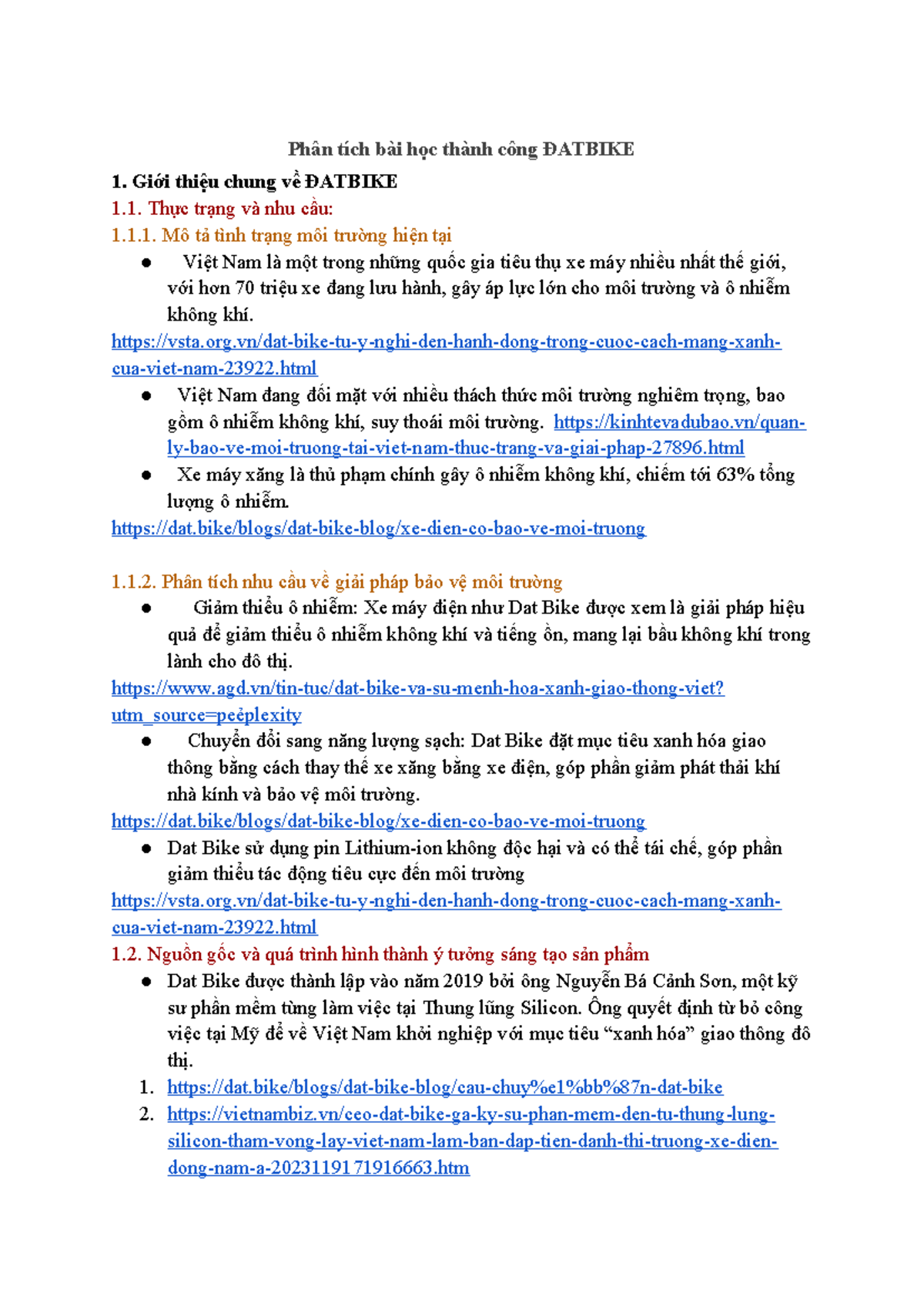 DAT BIKE - Phân Tích Chiến Lược Phát Triển Sản Phẩm Điện Thoại - Studocu