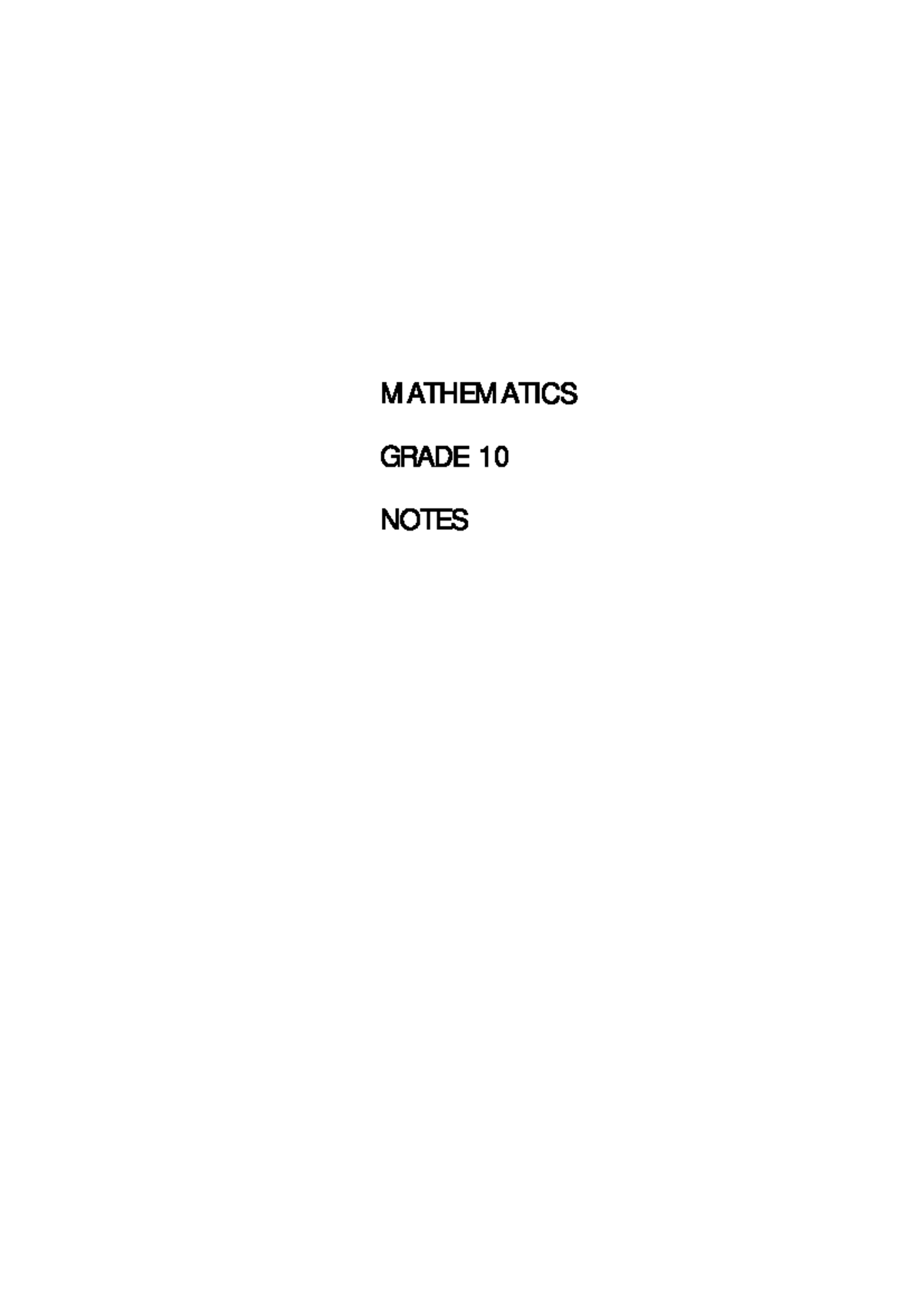 Mathematics Grade 10 Notes - Functions and Graphs - Grade 10 Maths ...