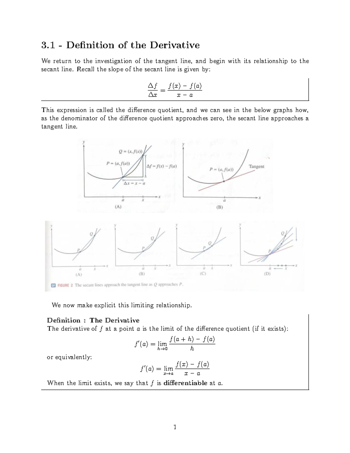 Calculus I: Key Concepts & Examples on Derivatives - Studocu