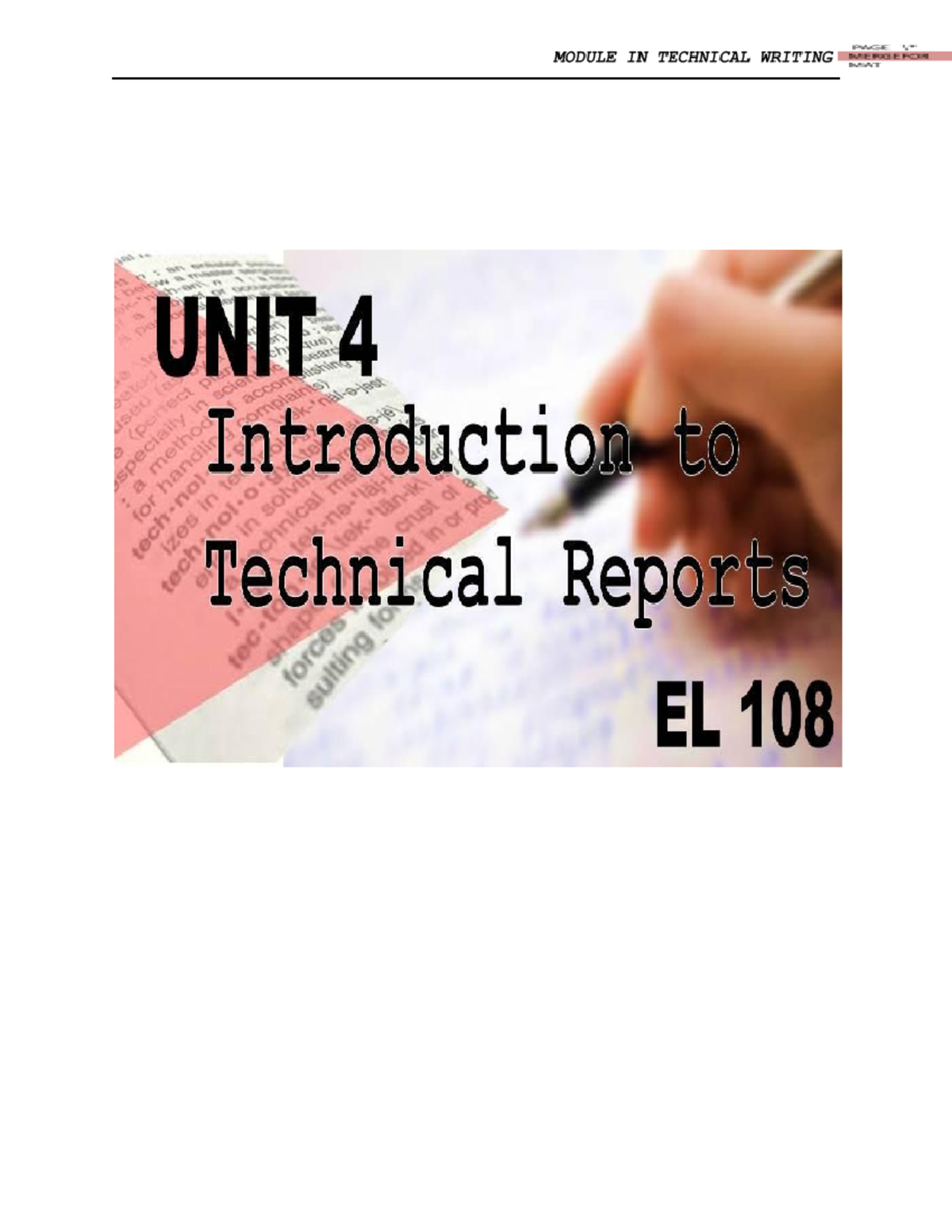 Module 8 - Introduction to Technical Reports and Writing Skills - Studocu