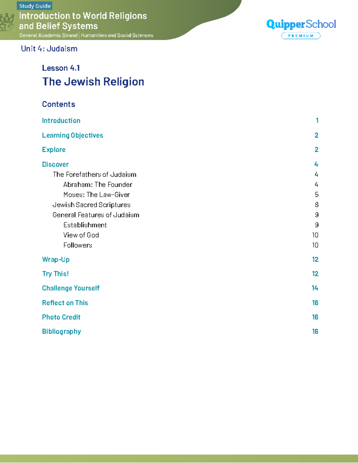 UNIT-4- Religion - The Jewish Religion Lesson 4. Introduction Contents ...