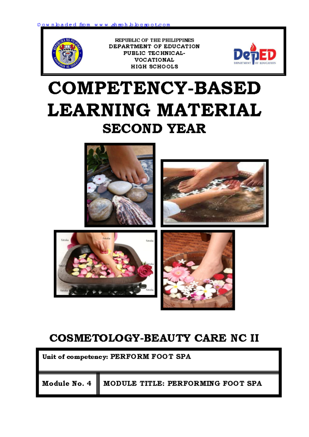 COSM 101: Performing Foot Spa - Competency Learning Module - Studocu