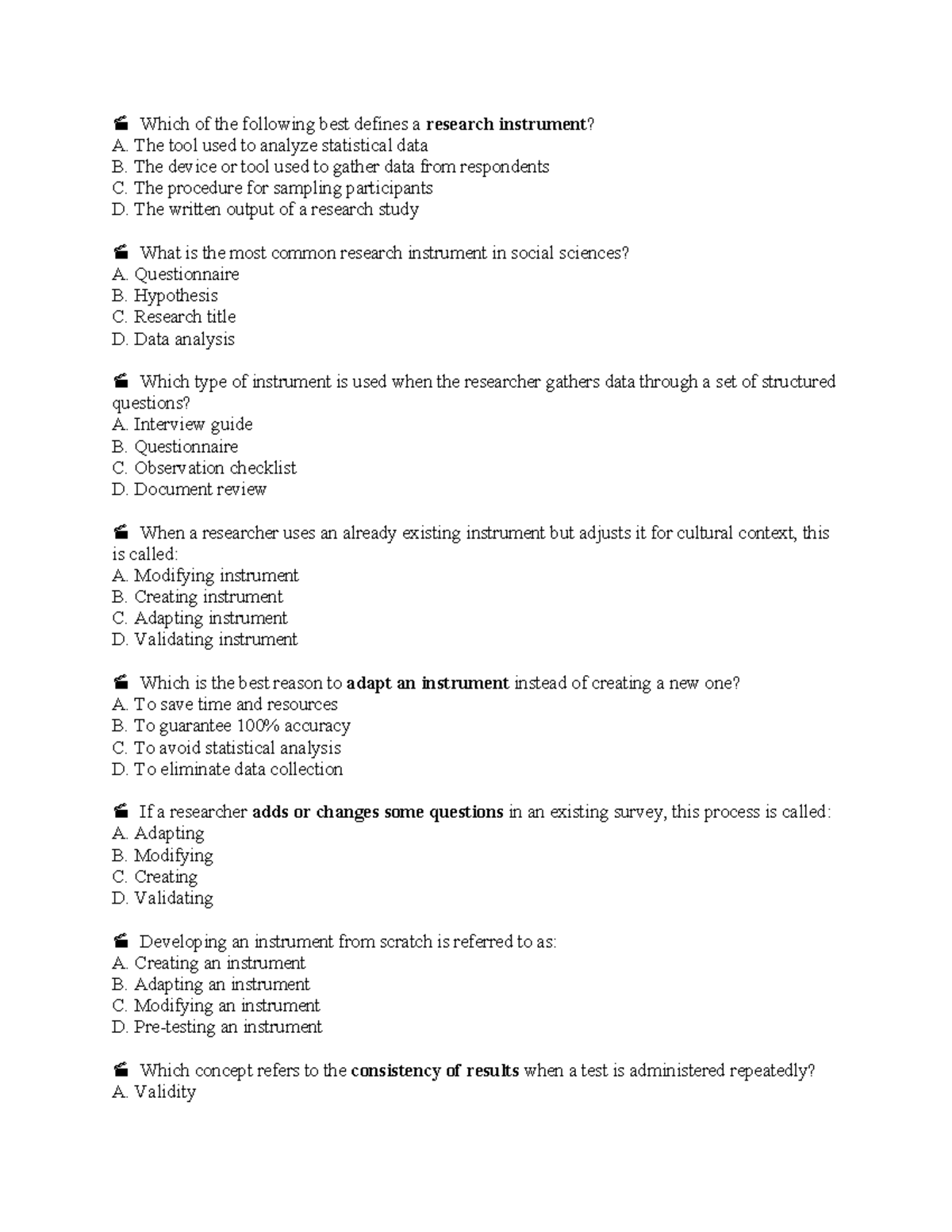 Summative Test PR2: Understanding Research Instruments and Validity ...