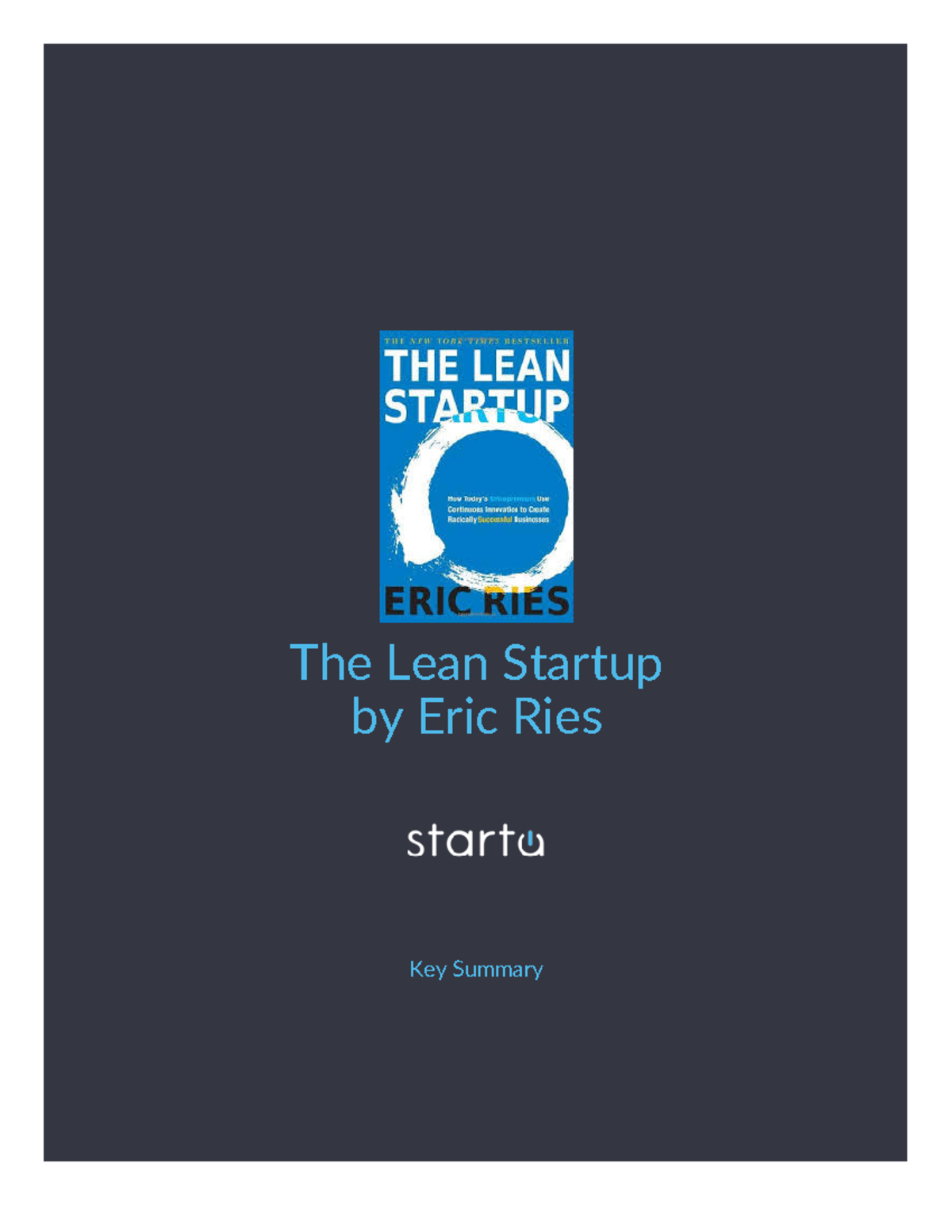 Lean Startup Summary (Course Code: LSS101) - Key Insights by Starta ...