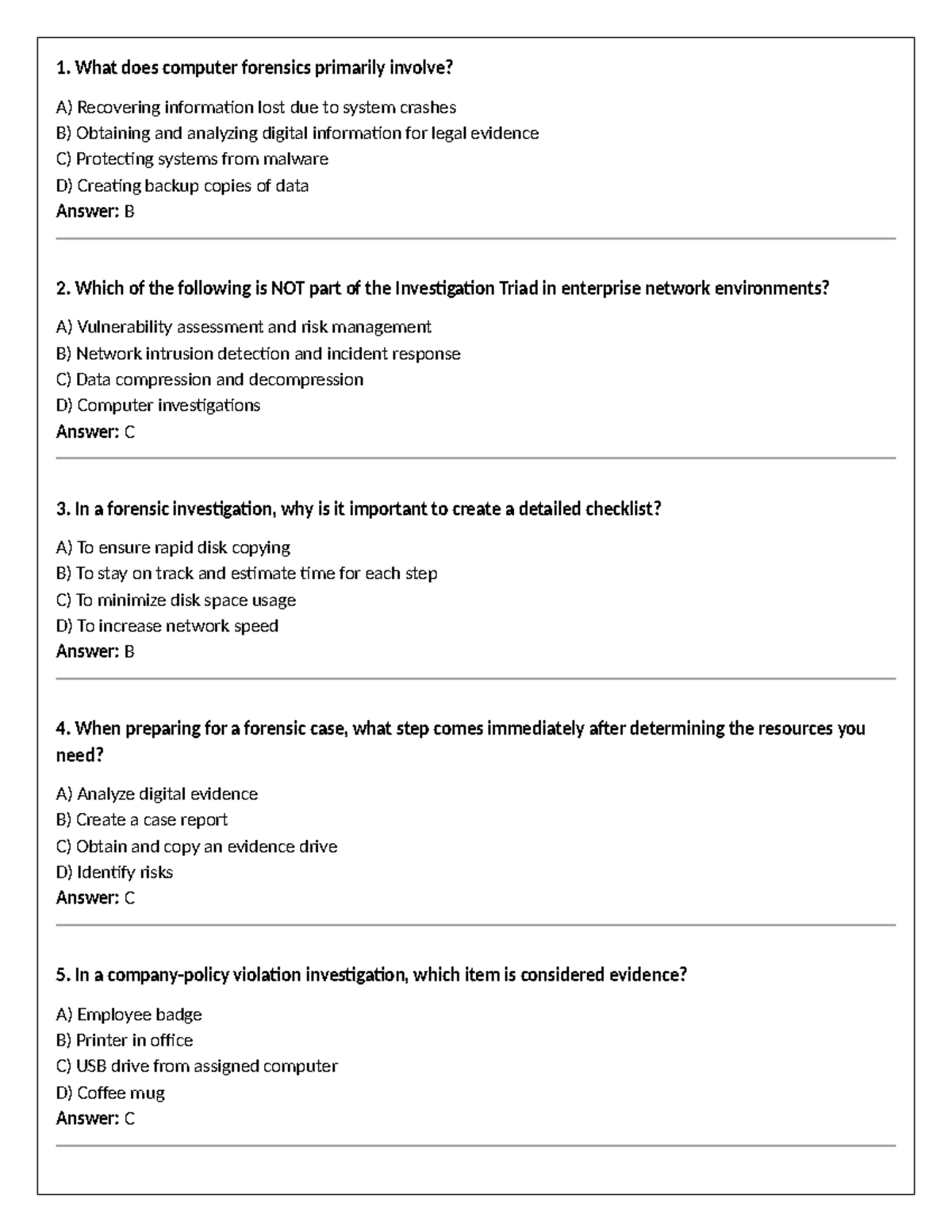 CF MCQ - Cyber Forensic: Key Concepts and Answers - Studocu
