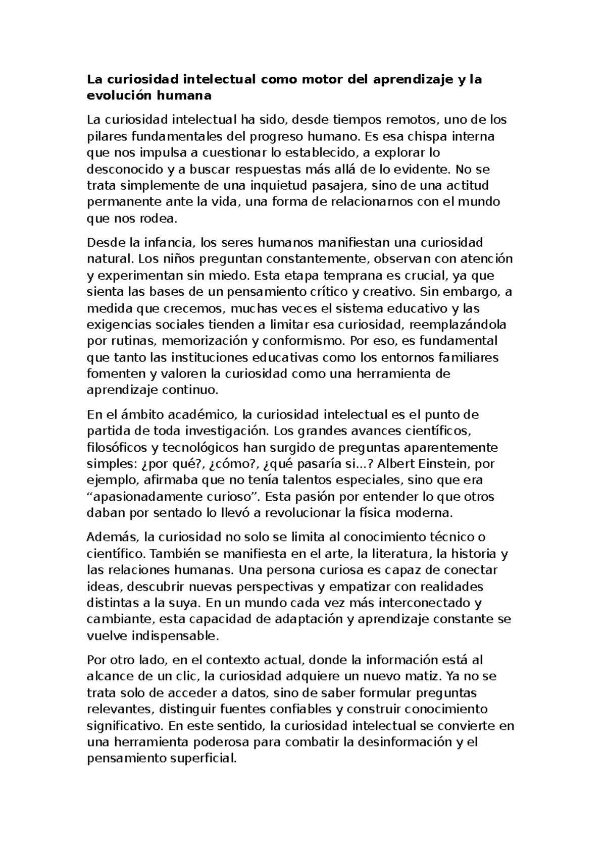 La curiosidad intelectual: motor del aprendizaje y evolución humana ...