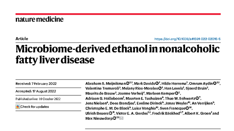 Ethanol Production by Gut Microbiota in NAFLD: Insights from Clinical ...