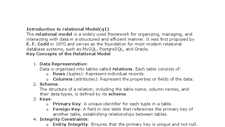 Introduction to Relational Model Concepts (UNIT2-DBMS) - Studocu