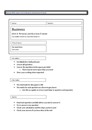 BTEC Business Unit 3 Business Finance Answer Booklet v2 - BTEC LEVEL 3 ...