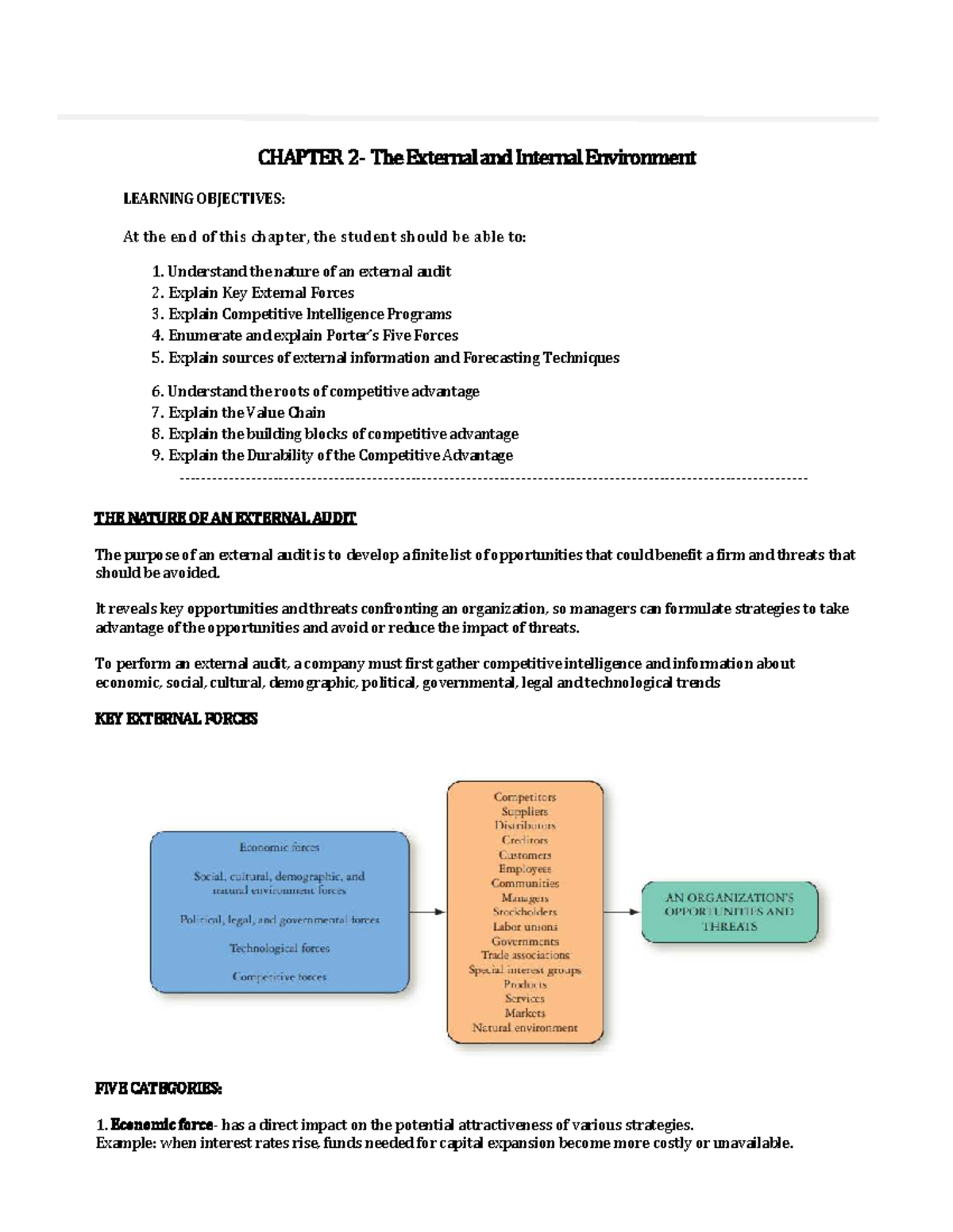 Chapter 2: The External and Internal Environment Analysis - Studocu