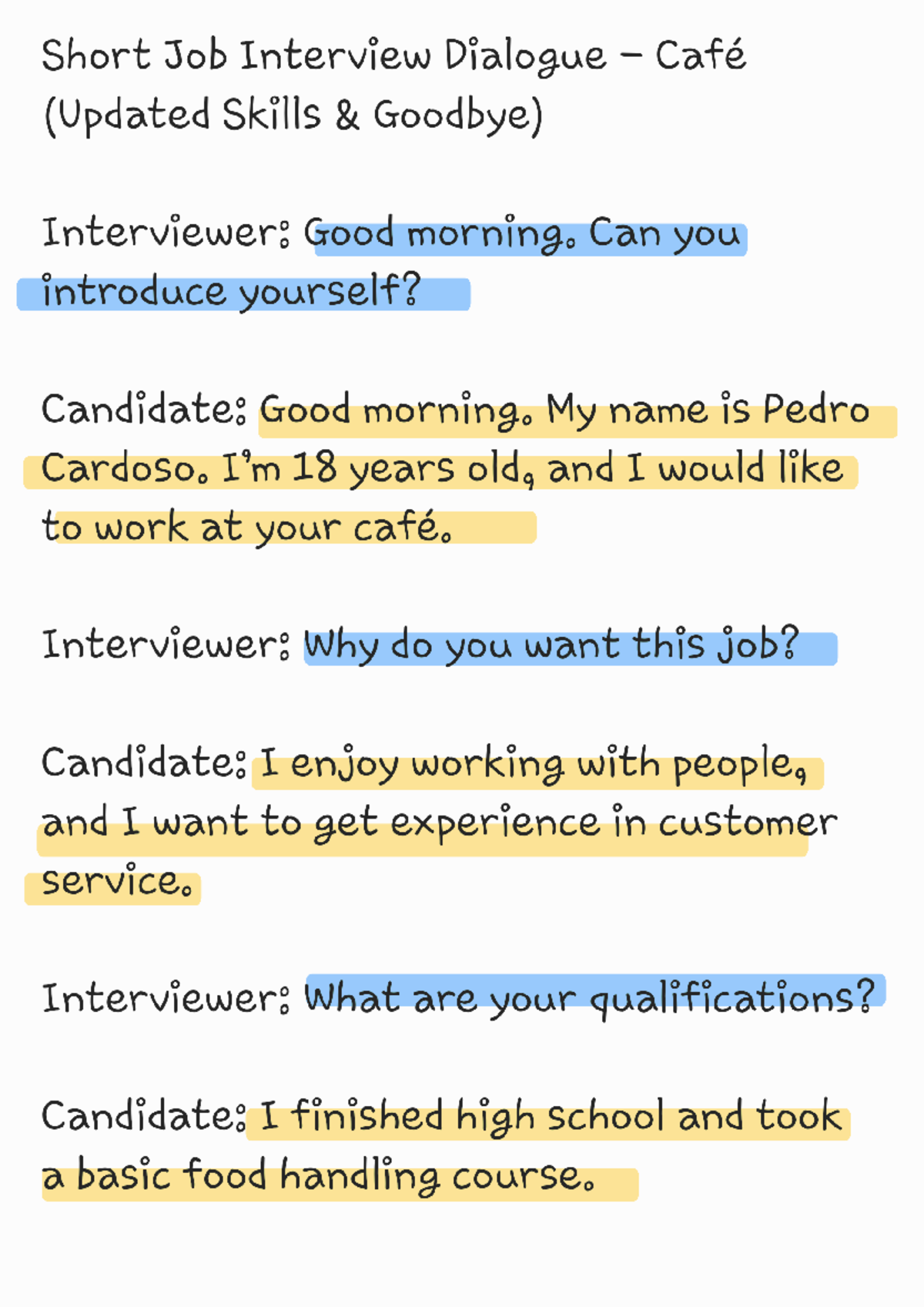 Job Interview Dialogue Notes - Skills & Qualifications (251126) - Studocu