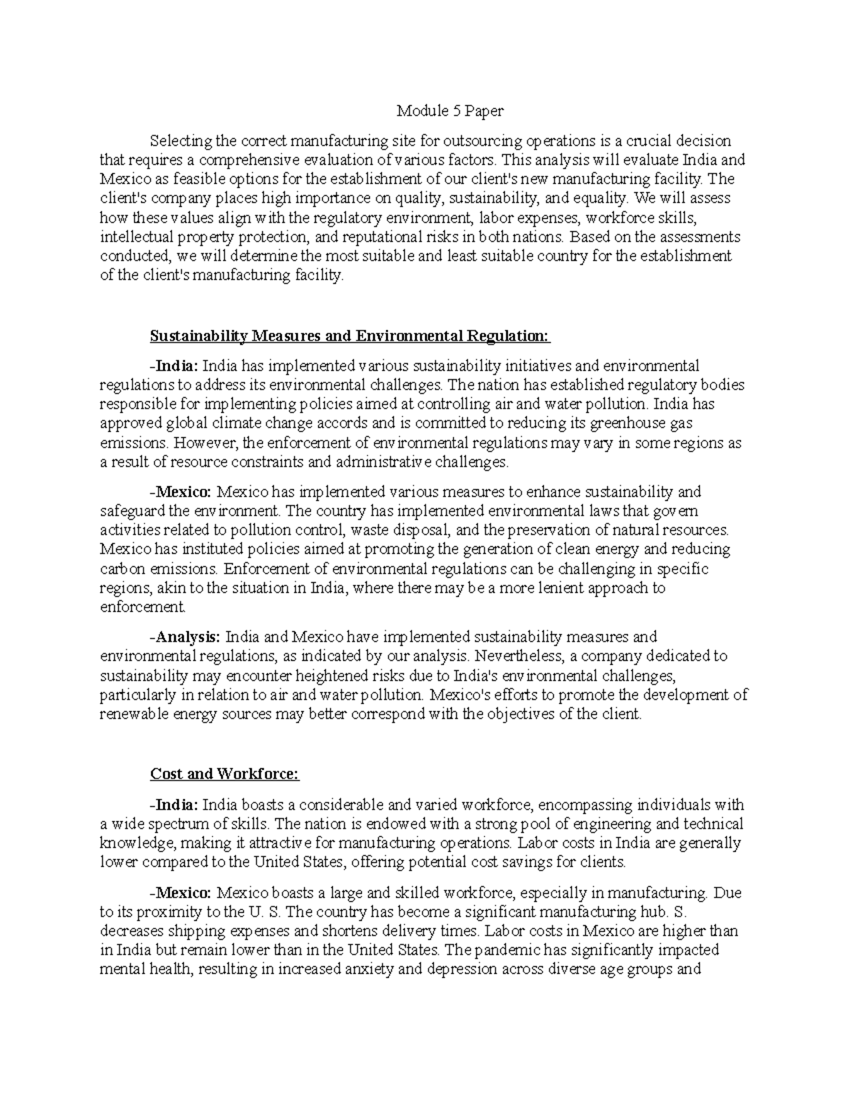 Module 5 Paper - Module 5 Paper Selecting the correct manufacturing ...
