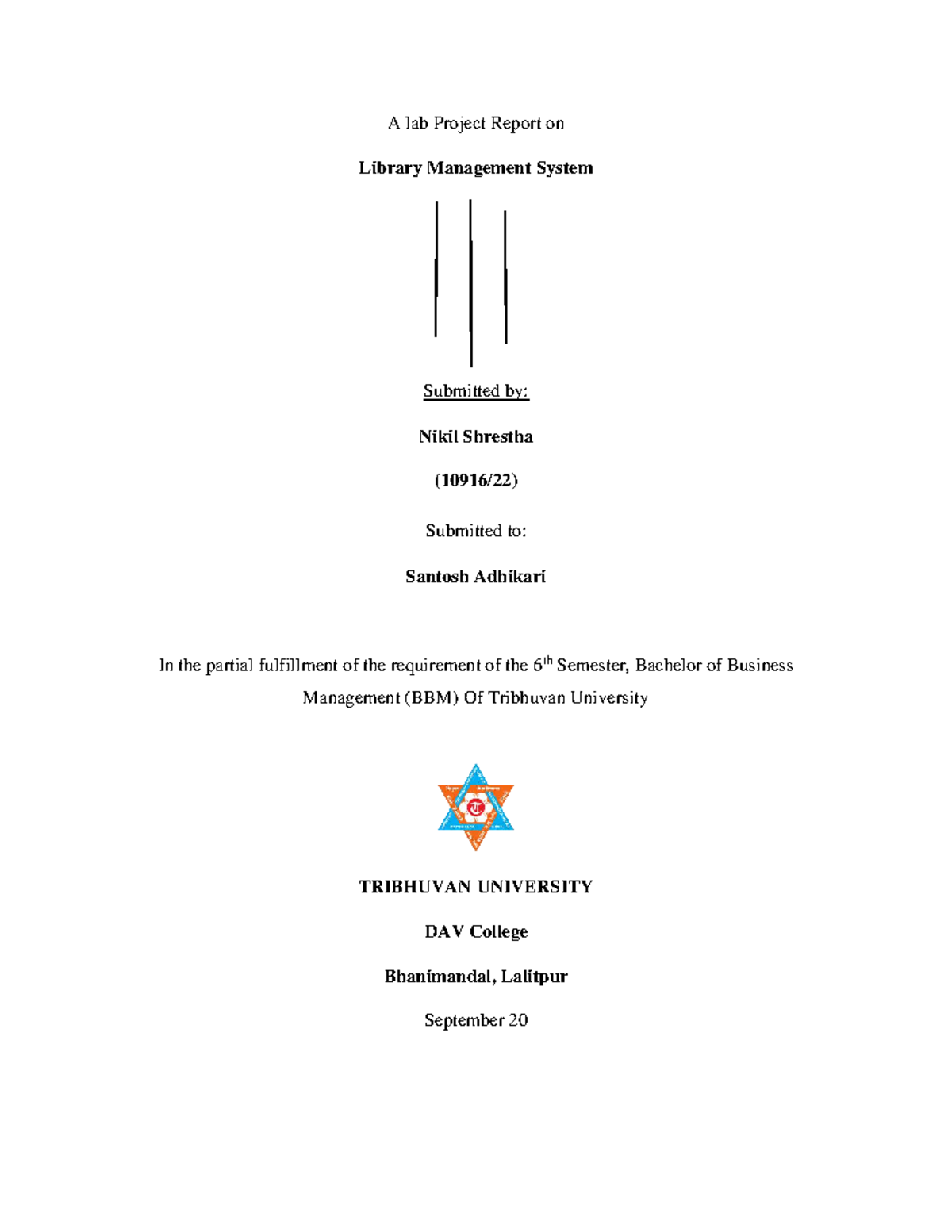 Lab Project Report: Library Management System (BBM 6th Sem) - Studocu
