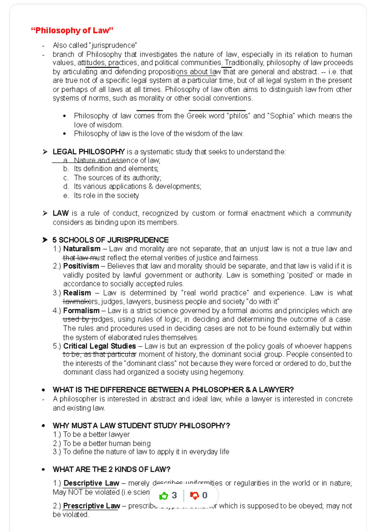 PHIL 101 - Philosophy of Law: Comprehensive Reviewer Notes - Studocu