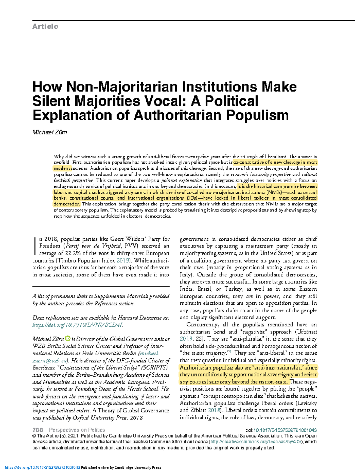 Political Dynamics of Authoritarian Populism: A Study by Zürn (2021 ...