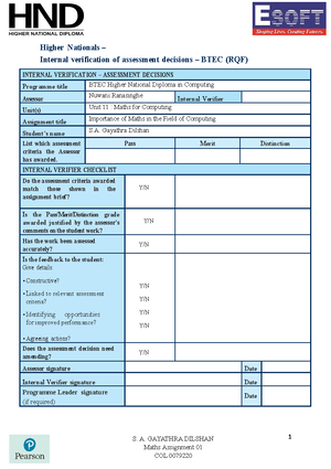 Unit-01 Programming Assignment Reworded - 1 | P a g e Higher Nationals Internal verification of ...