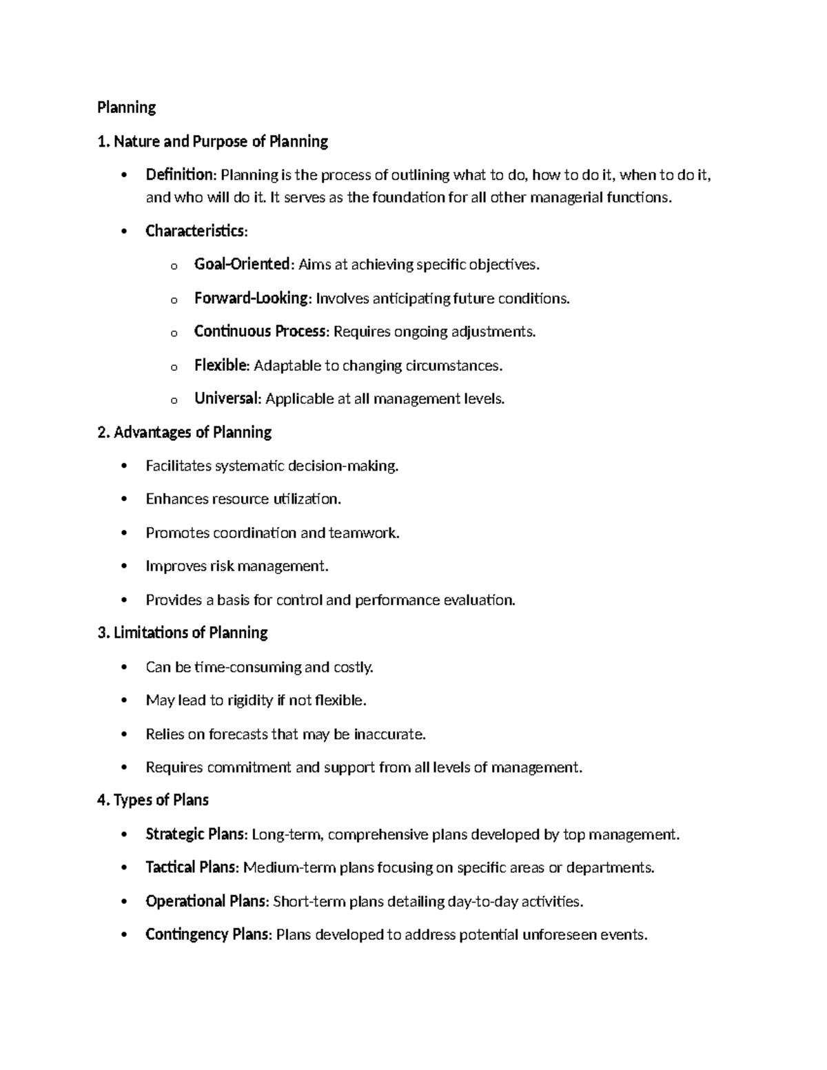 Planning 1: General Notes on Nature, Purpose, and Types of Planning ...