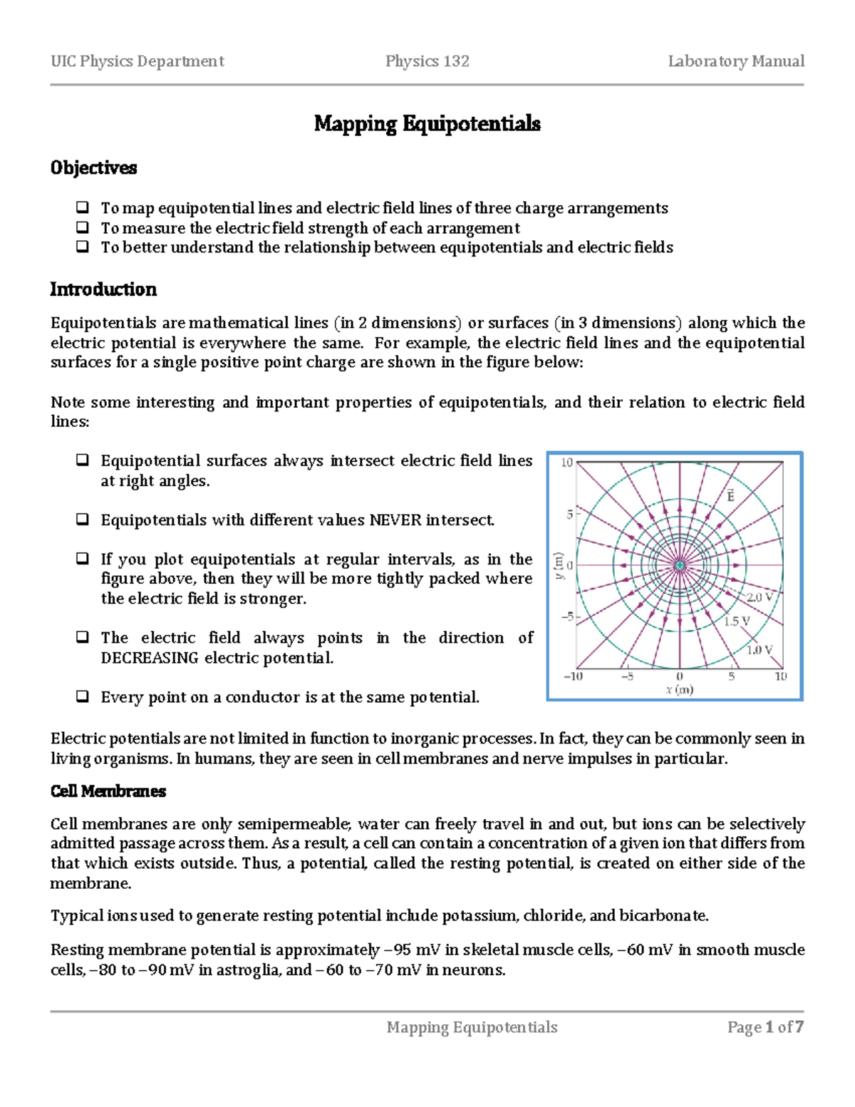 P132L06 Lab Manual: Mapping Equipotentials and Electric Fields - Studocu