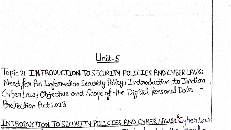 Unit 5: Cyber Security Policies & Indian Cyber Laws - AKTU Syllabus ...