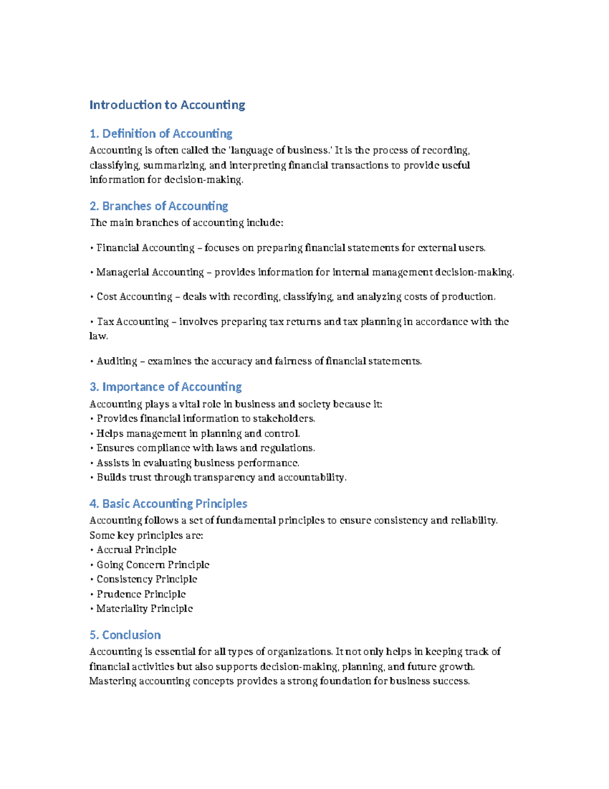 ACC 101: Introduction to Accounting - Key Concepts and Principles - Studocu