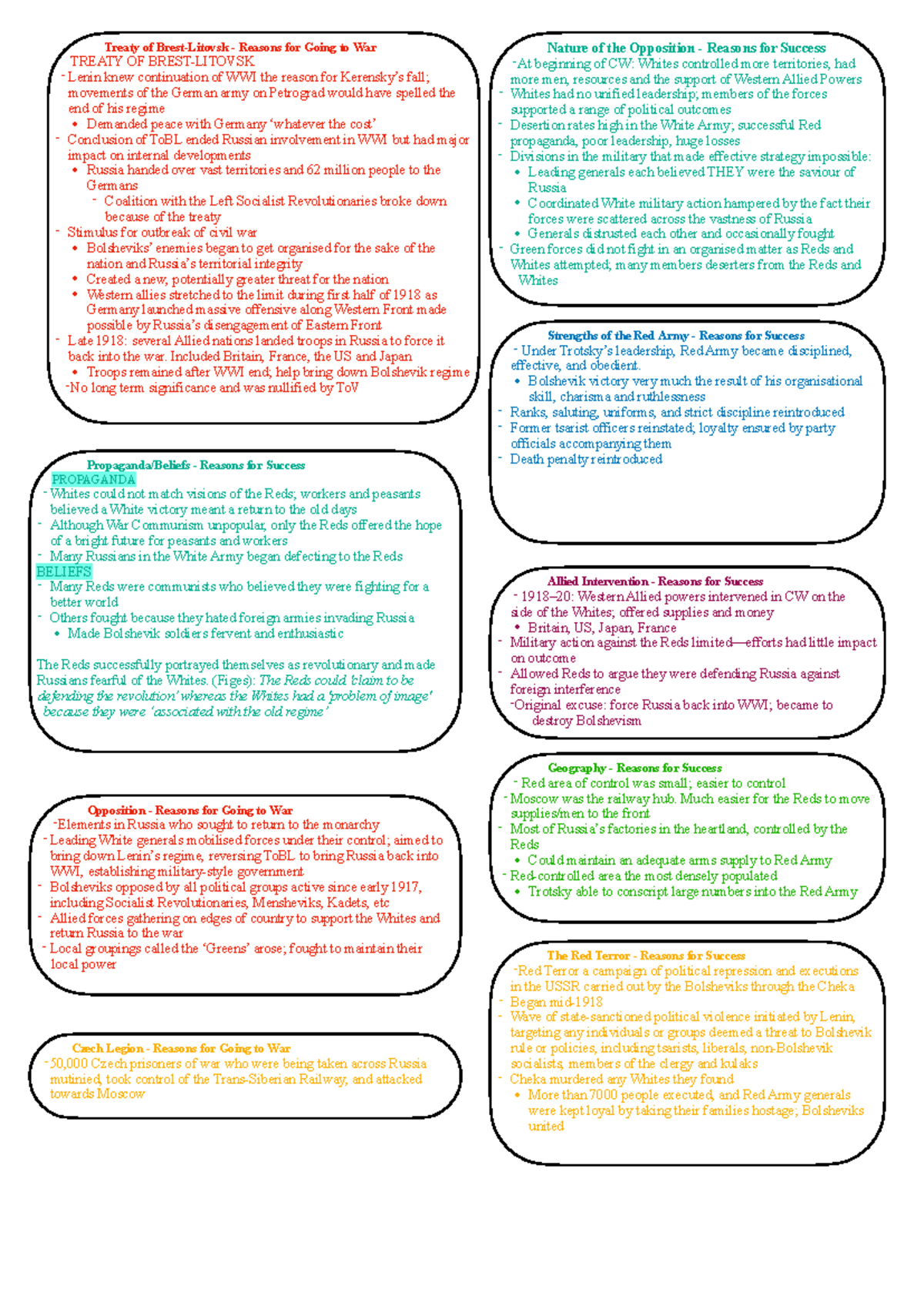 Civil War Study Sheet: Reasons for Going to War and Outcomes - Studocu