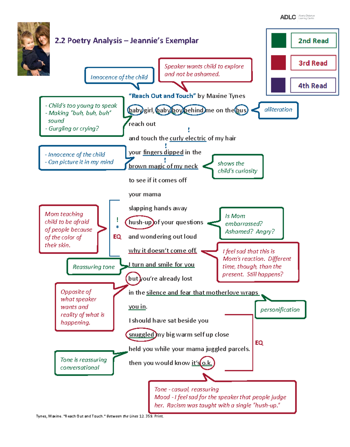 2.2 Poetry Analysis - Exemplar of Maxine Tynes' "Out and" - Studocu