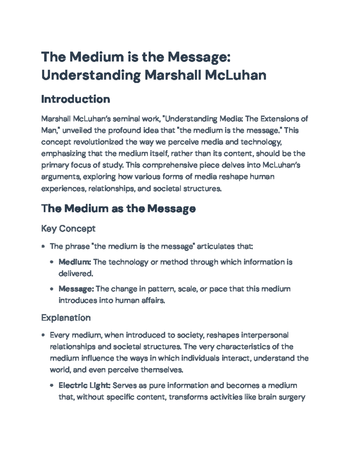 Understanding McLuhan's Media Theory: The Medium is the Message ...