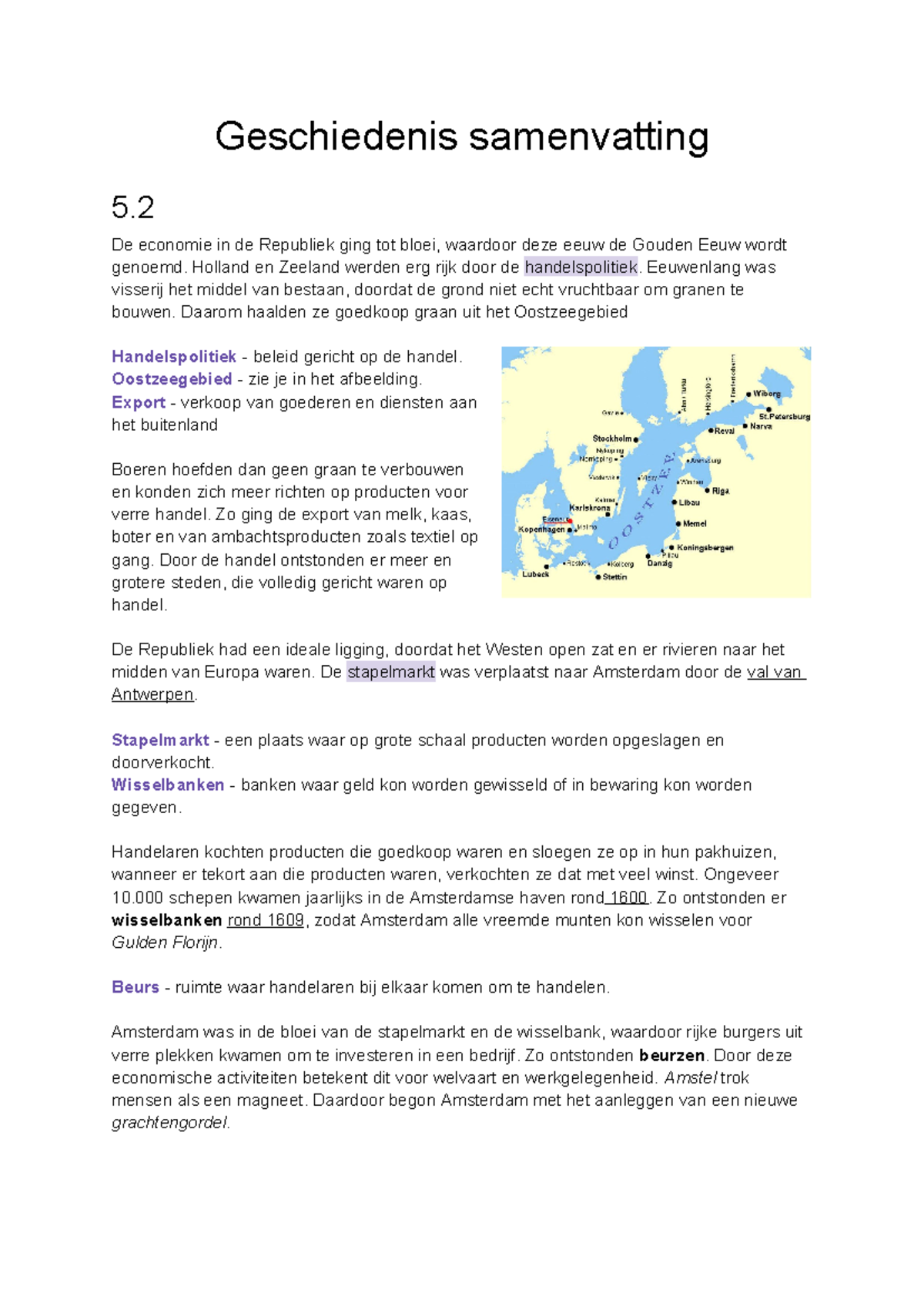 Geschiedenis Samenvatting: Economie en Handel in de Gouden Eeuw ...