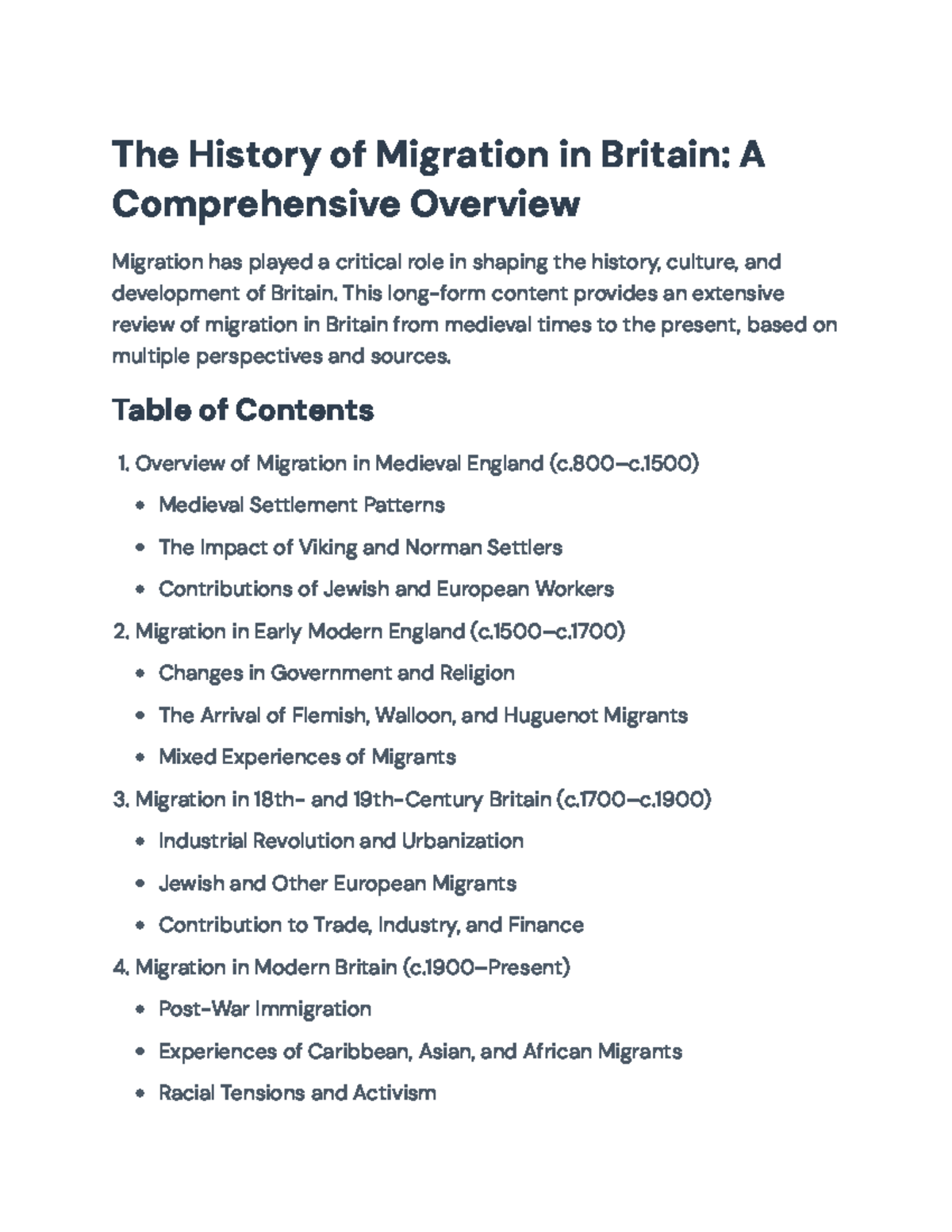 The History of Migration in Britain: A Detailed Overview and Analysis ...