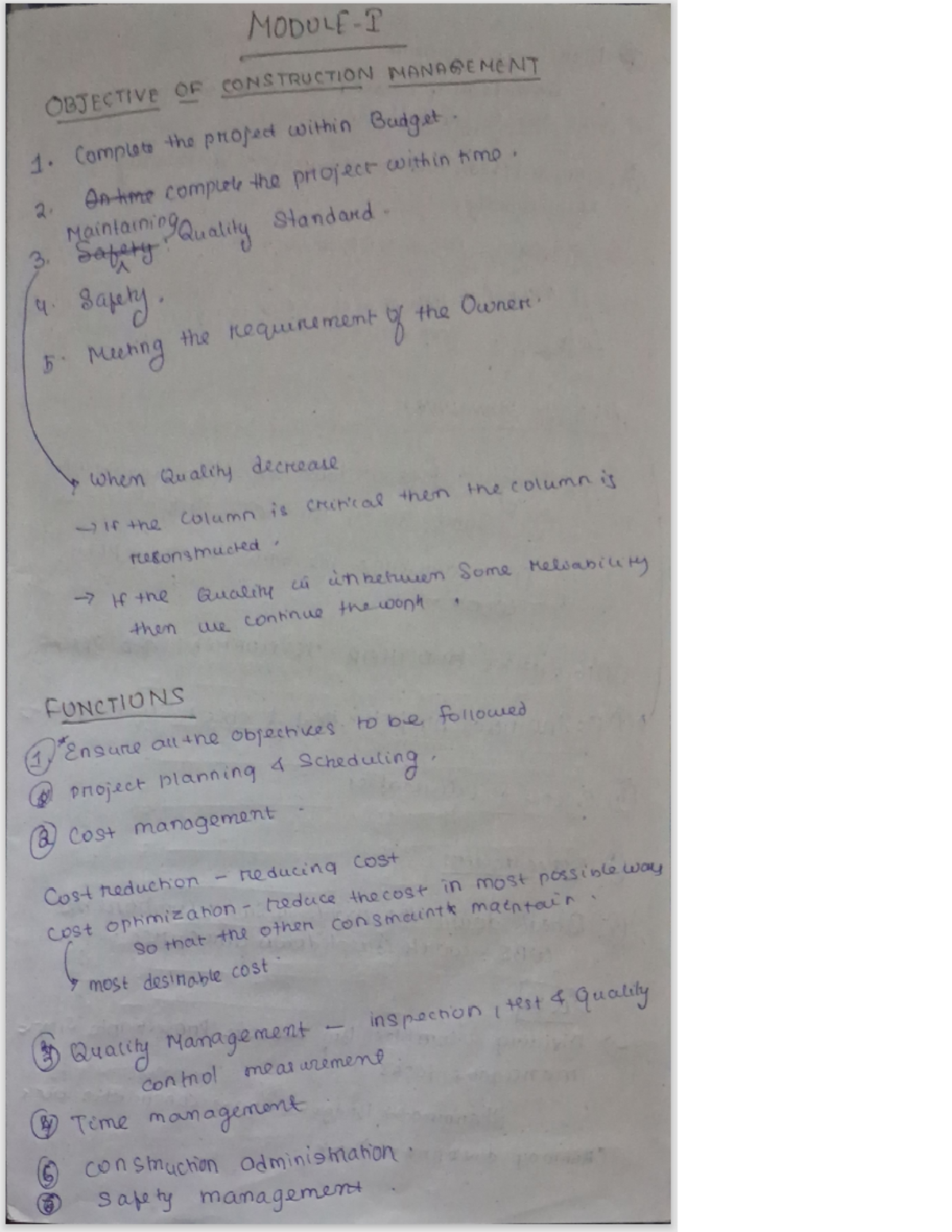 CM - Construction Management Objectives and Project Planning Notes ...