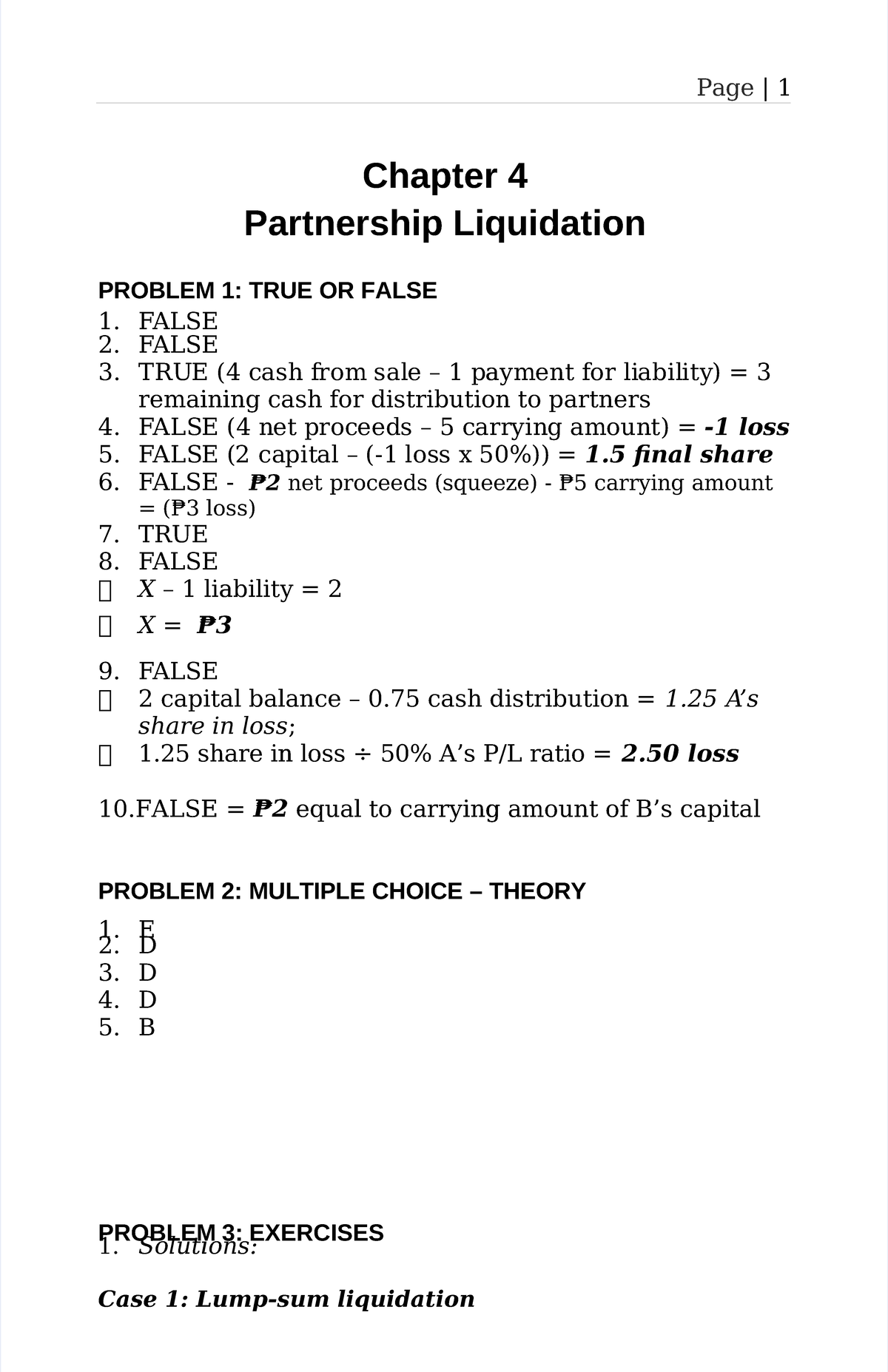 Chapter 4 - Partnership Liquidation (Millan, 2020) SOLMAN - Chapter 4Chapter 4 Partnership - Studocu