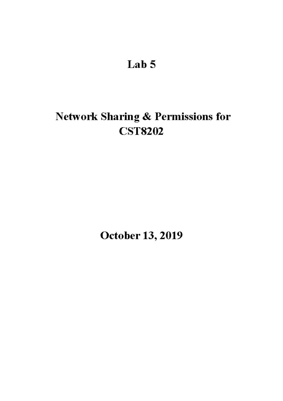 CST8202 Lab 5 - Network Sharing & Permissions Analysis - Studocu