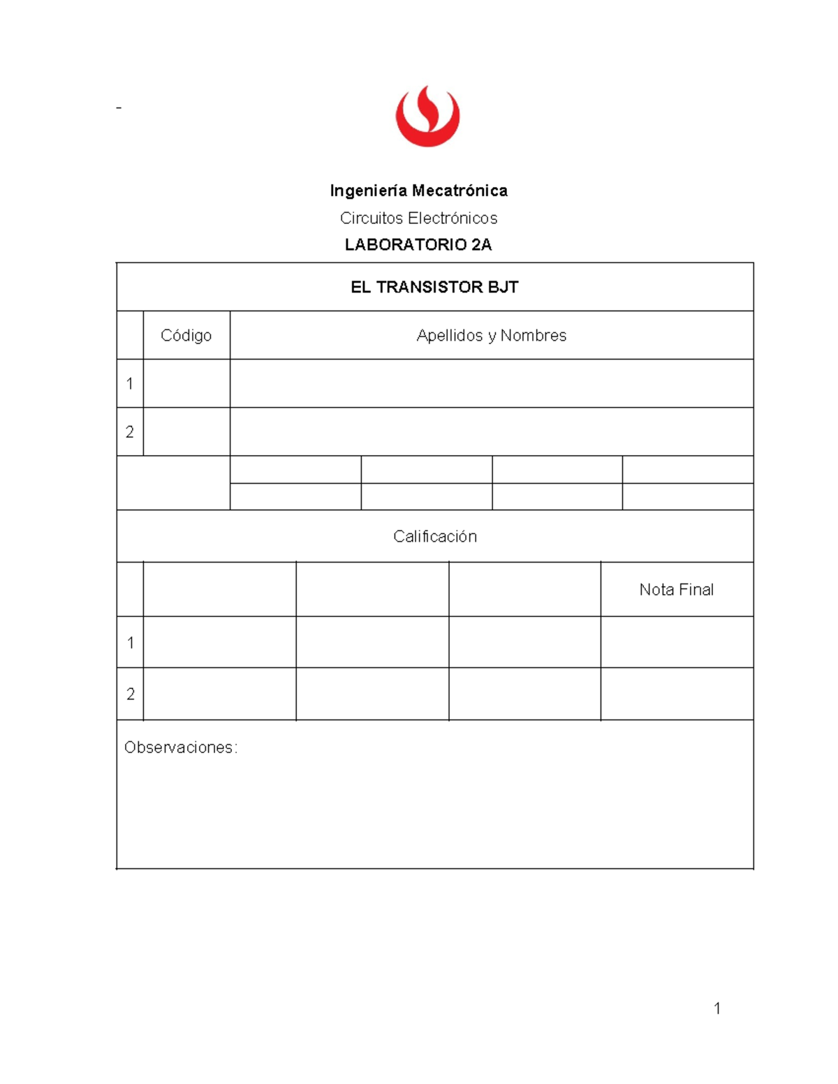 LAB 2A: Análisis y Verificación del Transistor BJT en Circuitos - Studocu