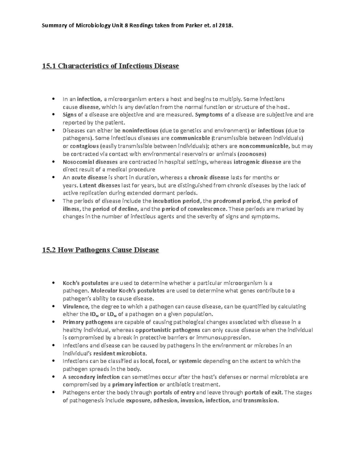 Microbiology+Unit+8+Textbook+Readings+Summary - 15 Characteristics of ...