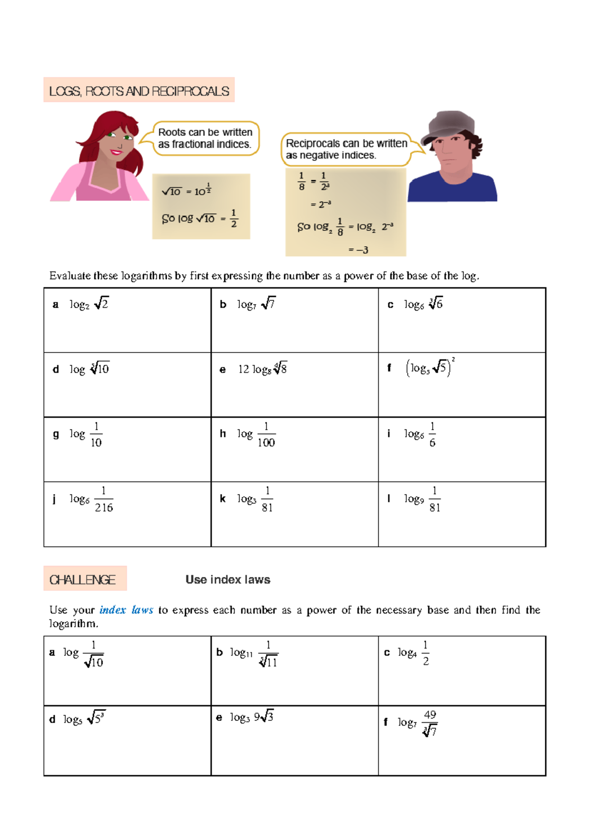 10A Logs, Roots, and Reciprocals: Evaluating Logarithms and Laws - Studocu