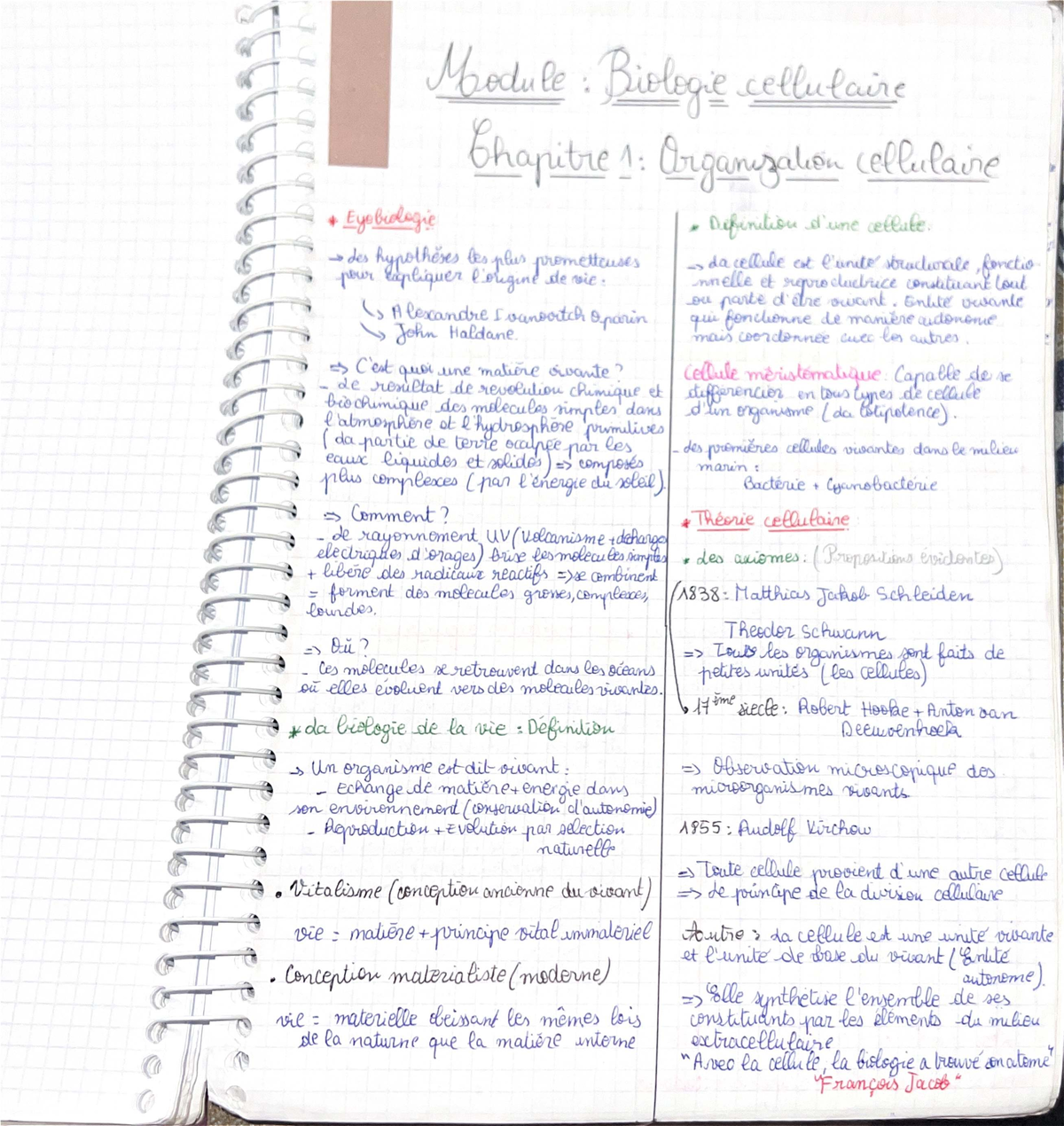 Biologie Cellulaire : Chapitre 1 - Organisation et Fonction des ...