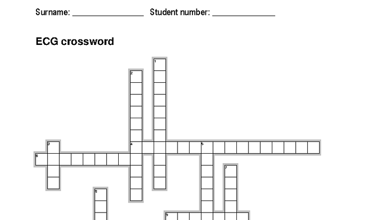 ECG Crossword Practice - Student Number & Surname Included - Studocu