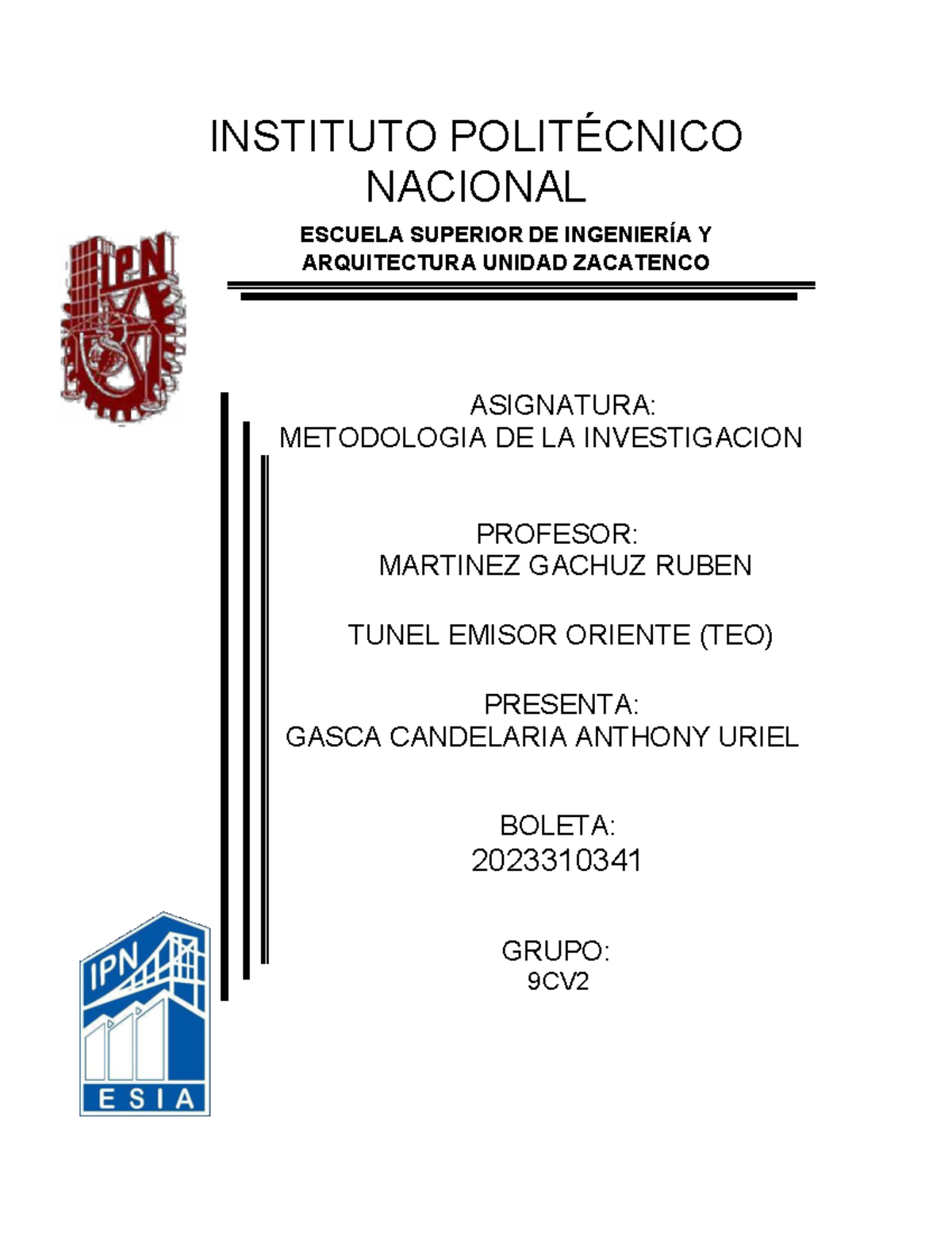 Metodología de la Investigación: Túnel Emisor Oriente (TEO) - ESIA 9CV2 ...